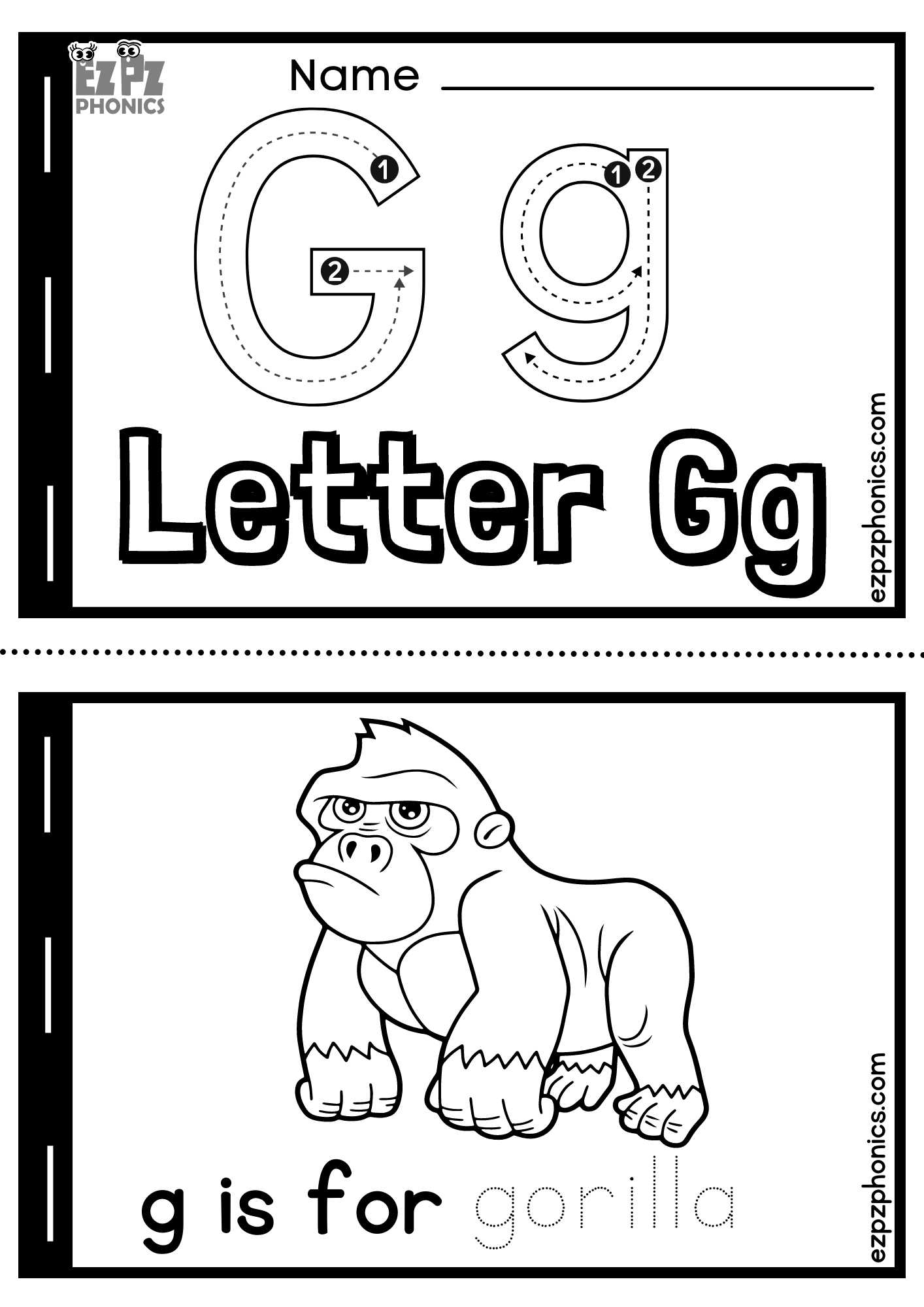 Letter G Alphabet Coloring Book Half Page Free Printable PDF ...
