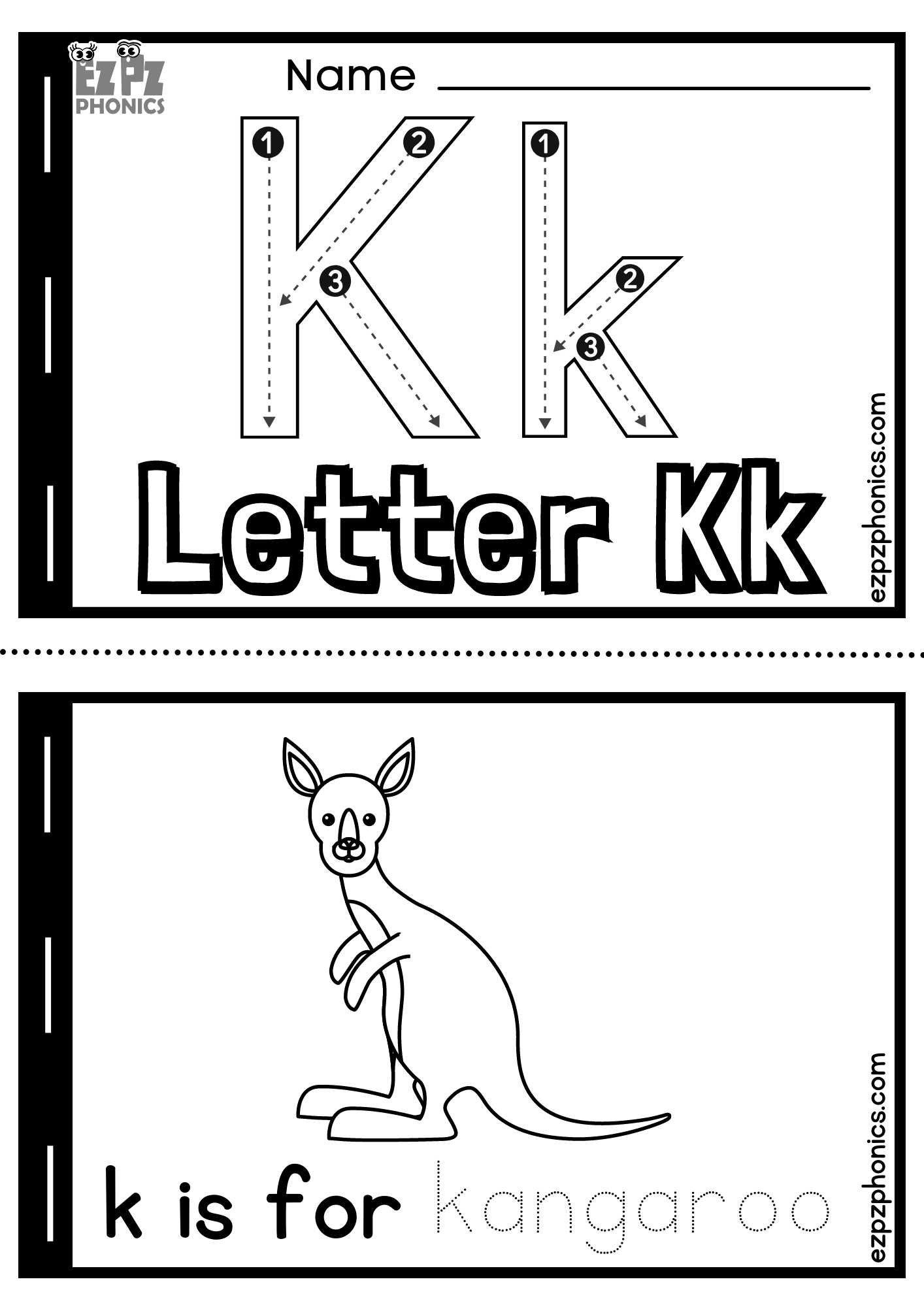 Letter K Alphabet Coloring Book Half Page Free Printable PDF ...