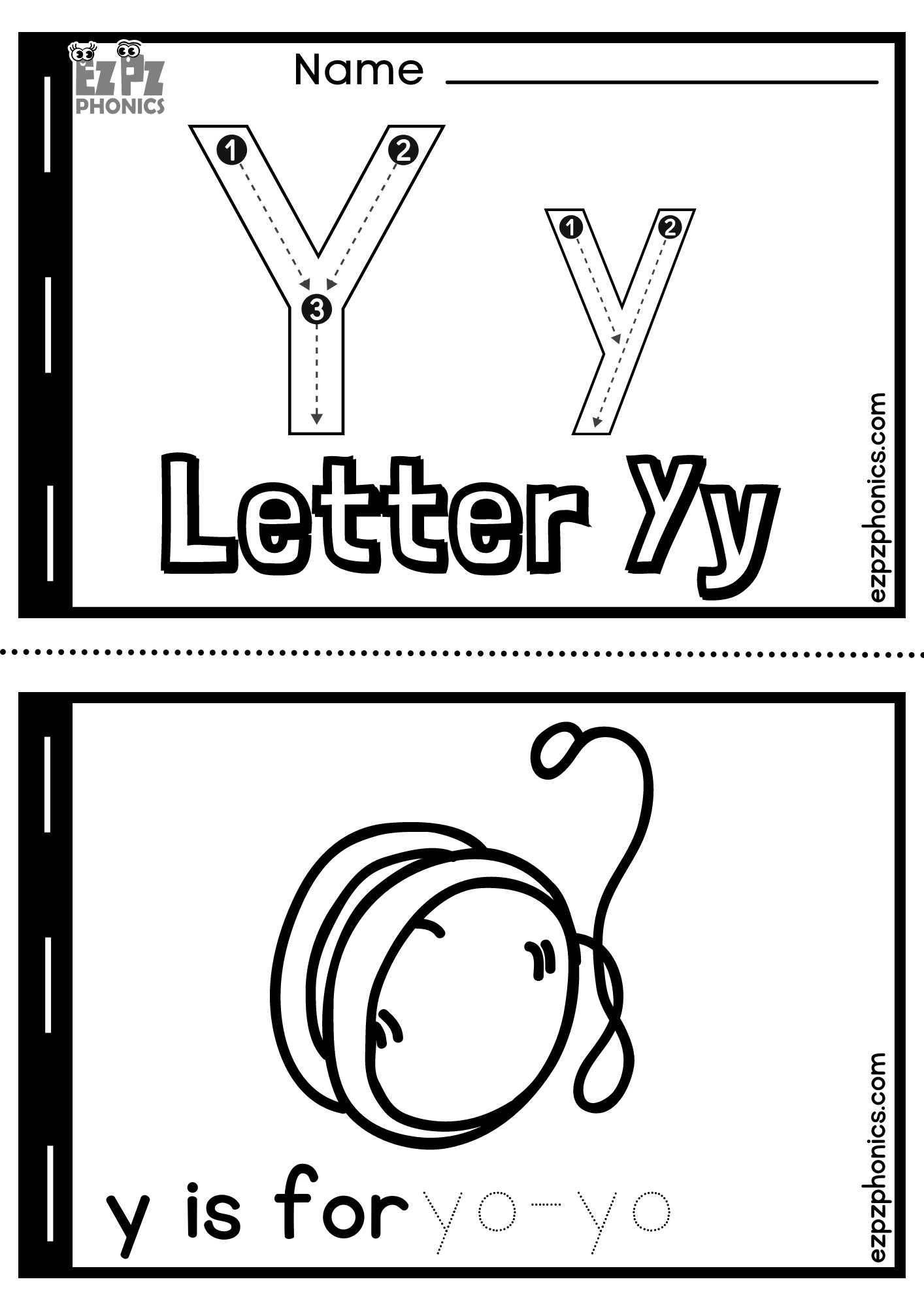 Letter Y Alphabet Coloring Book Half Page Free Printable PDF ...