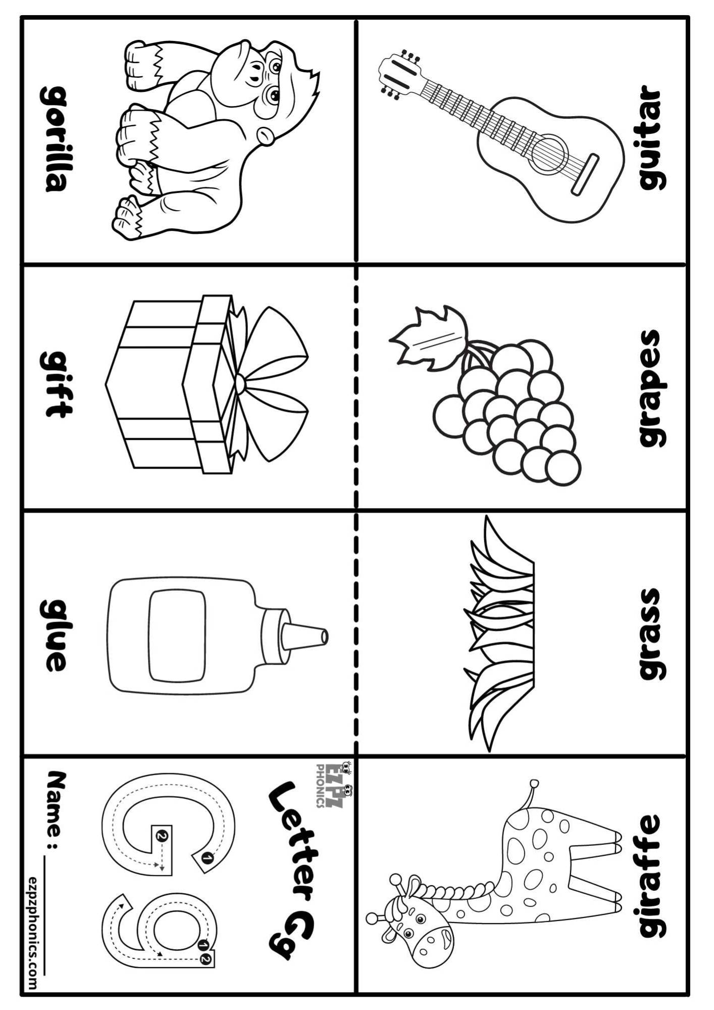 Letter G Mini Coloring Book Free Printable PDF - ezpzphonics.com