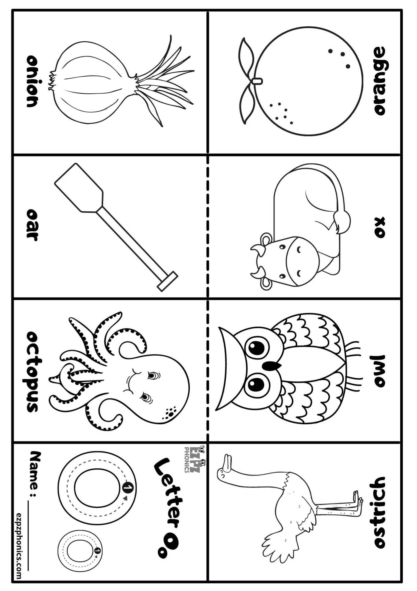 Letter O Mini Coloring Book Free Printable PDF - ezpzphonics.com