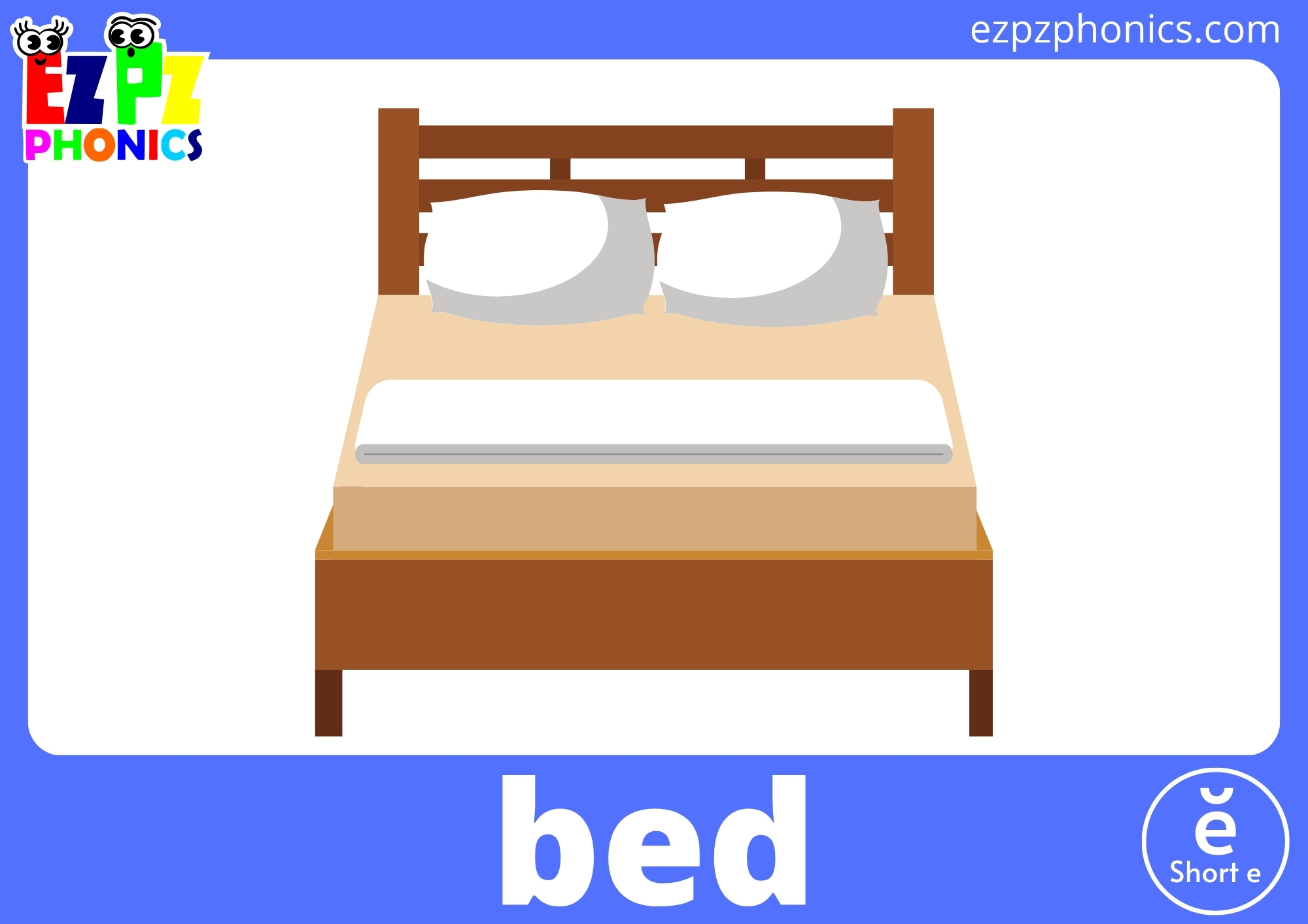 E Short Vowel CVC Words Flaschards - ezpzphonics.com