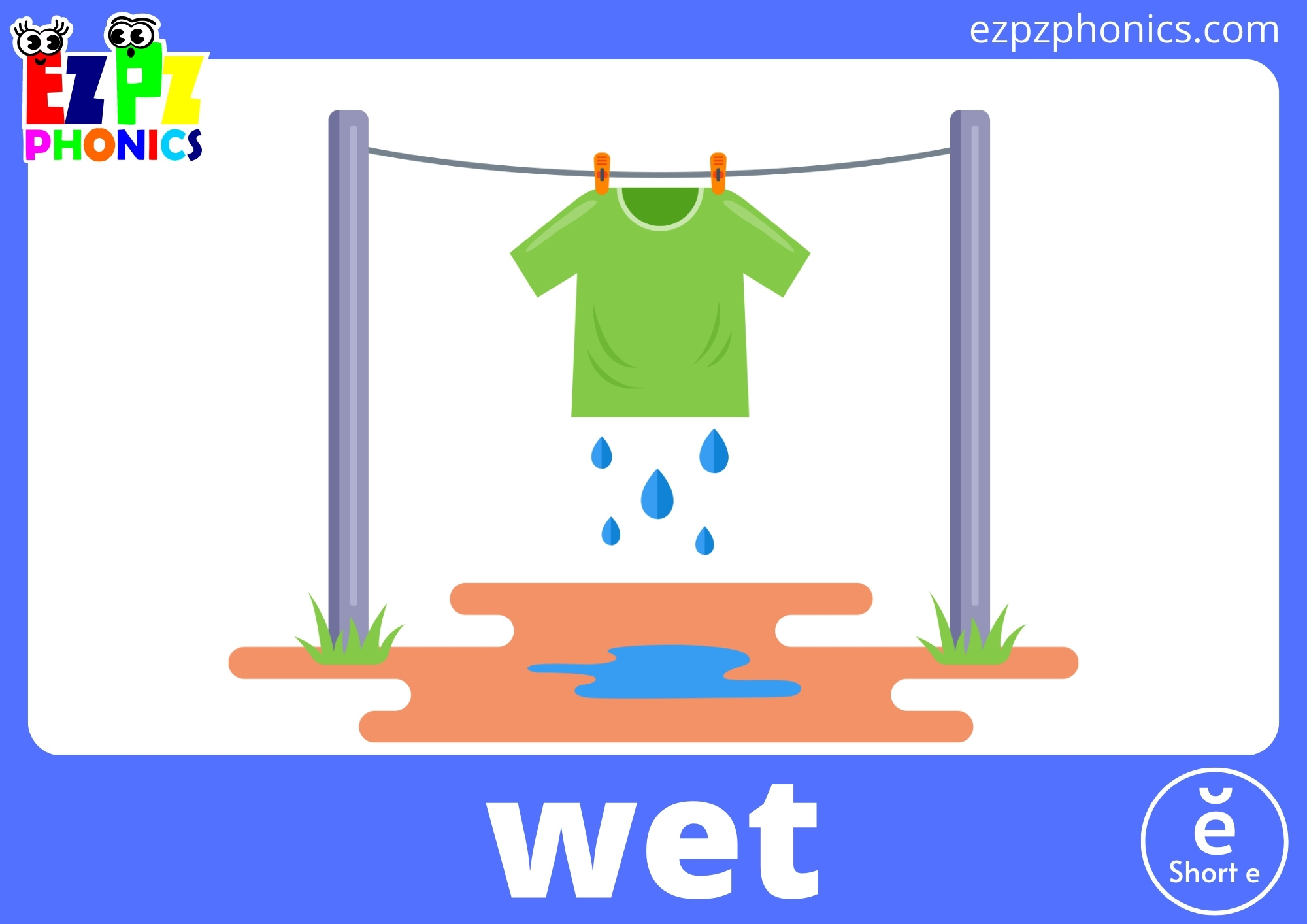 E Short Vowel CVC Words Flaschards - ezpzphonics.com