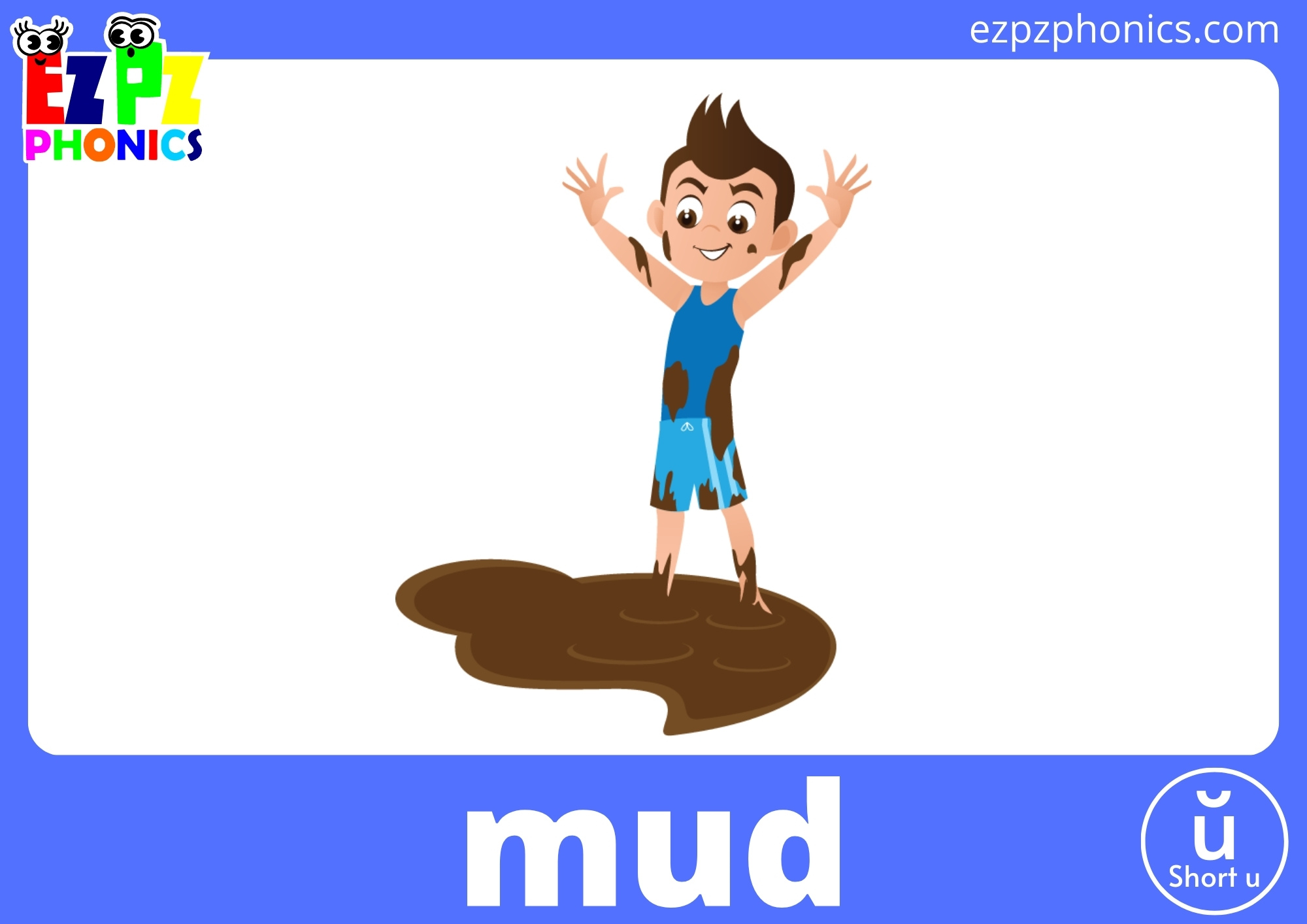 U Short Vowel CVC Words Flashcards - ezpzphonics.com