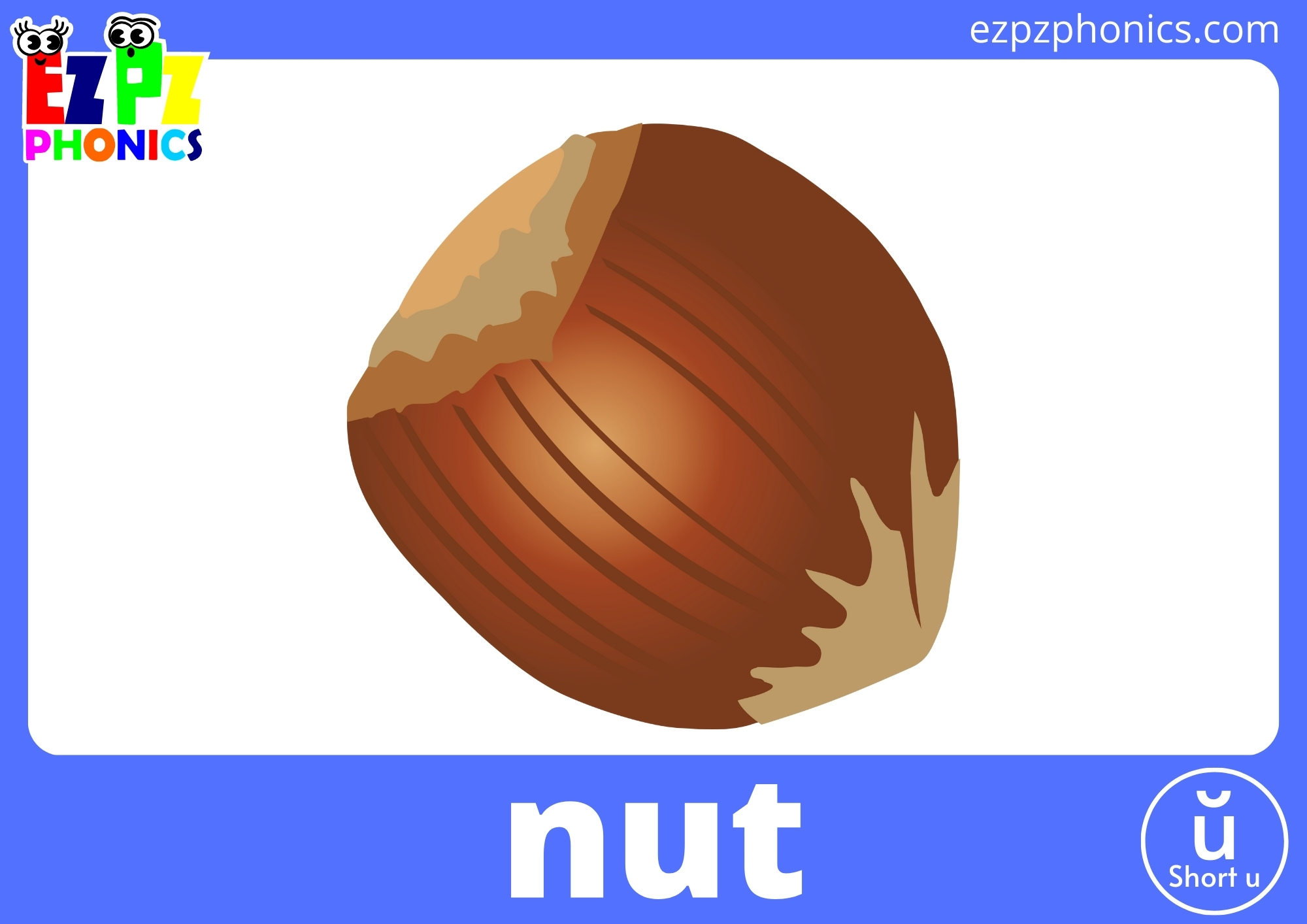 U Short Vowel CVC Words Flashcards - ezpzphonics.com