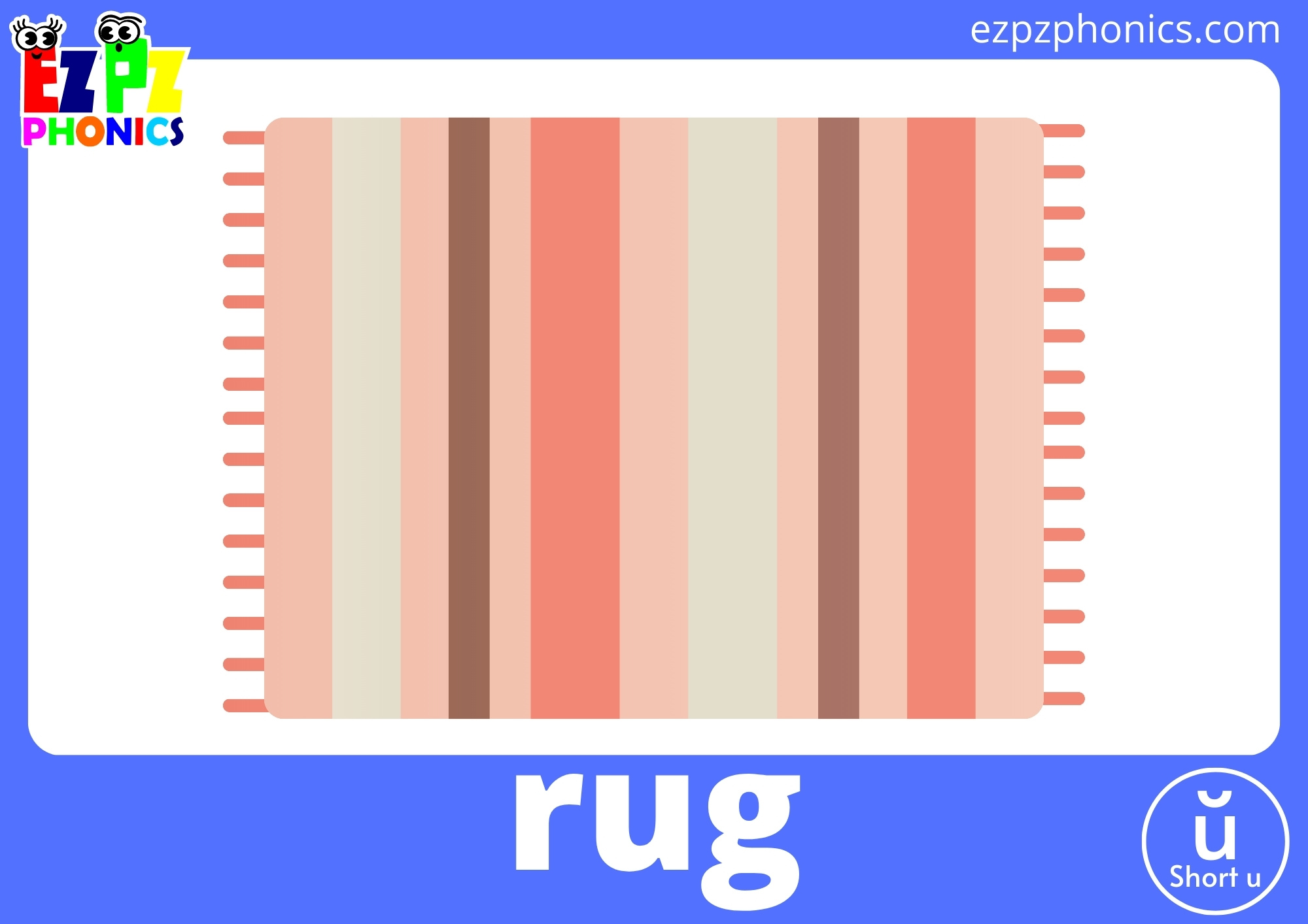 U Short Vowel CVC Words Flashcards - ezpzphonics.com