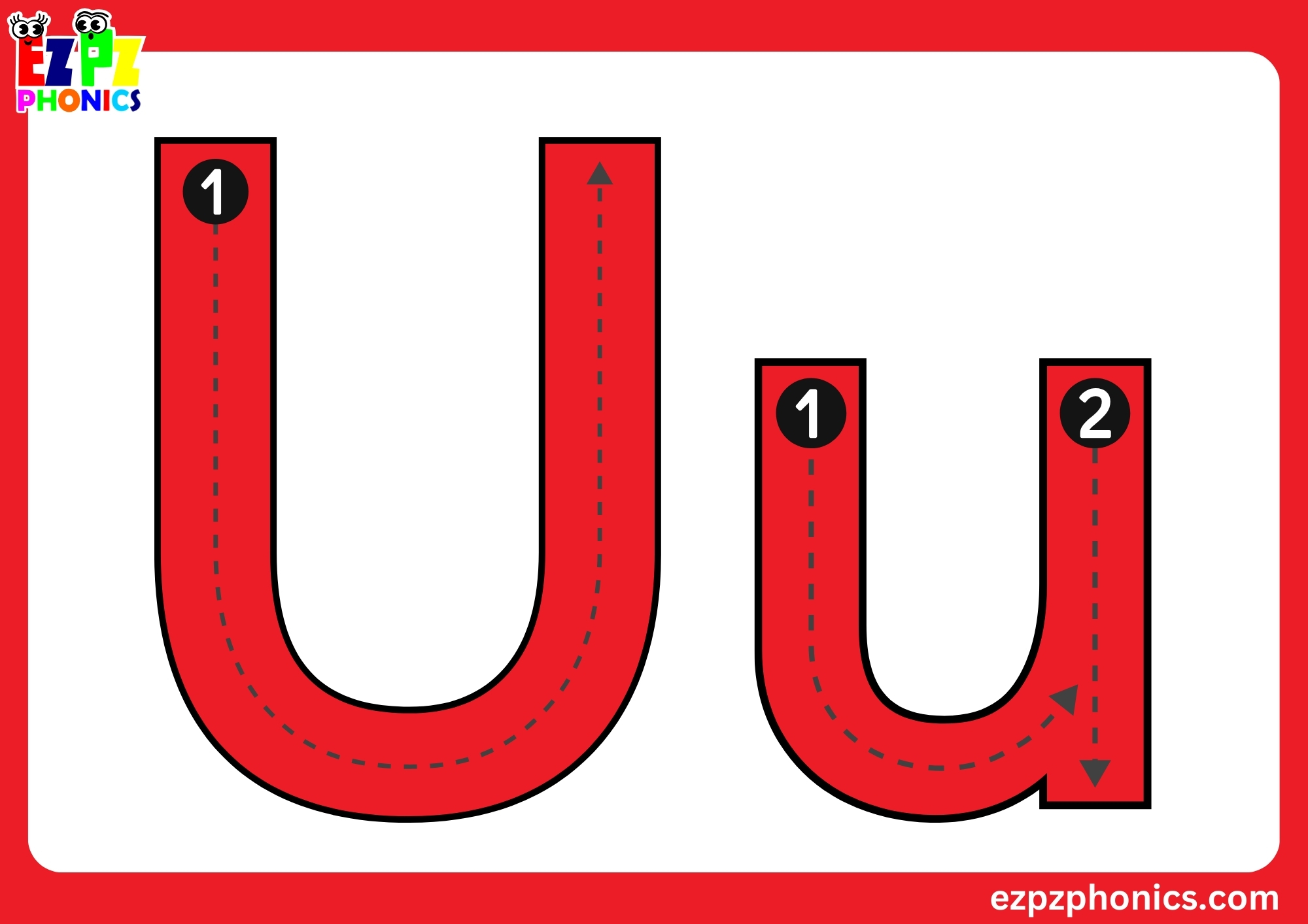 Letter U Free Kindergarten Phonics Alphabet Letter Sounds Flashcards ...