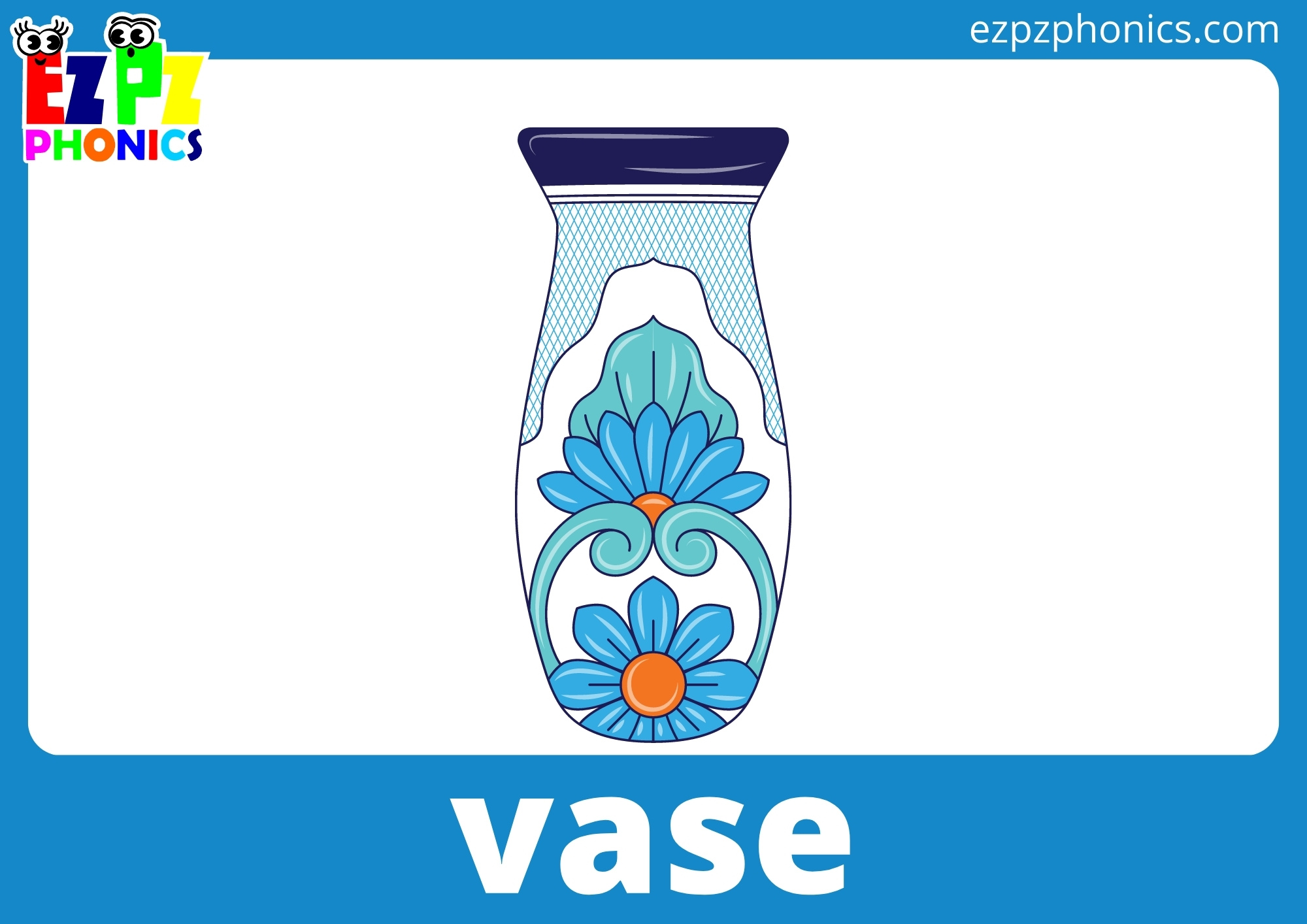 V Beginning Sounds Full Page Flashcards with Words Phonics Alphabet ...