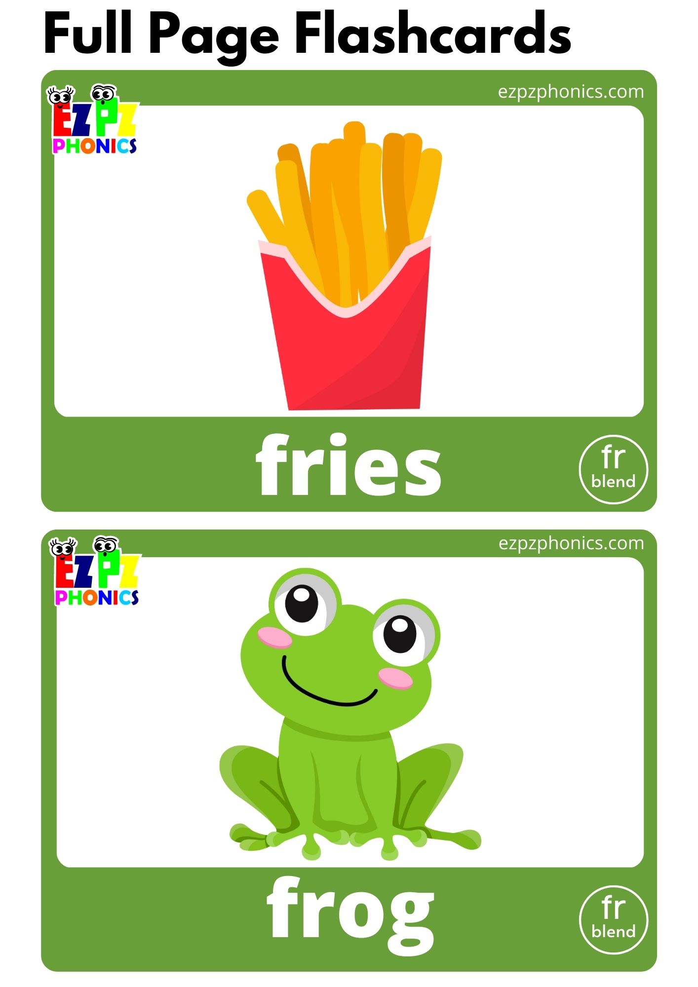 FR Blends Phonics Flashcards with Images and Words Download Free ...