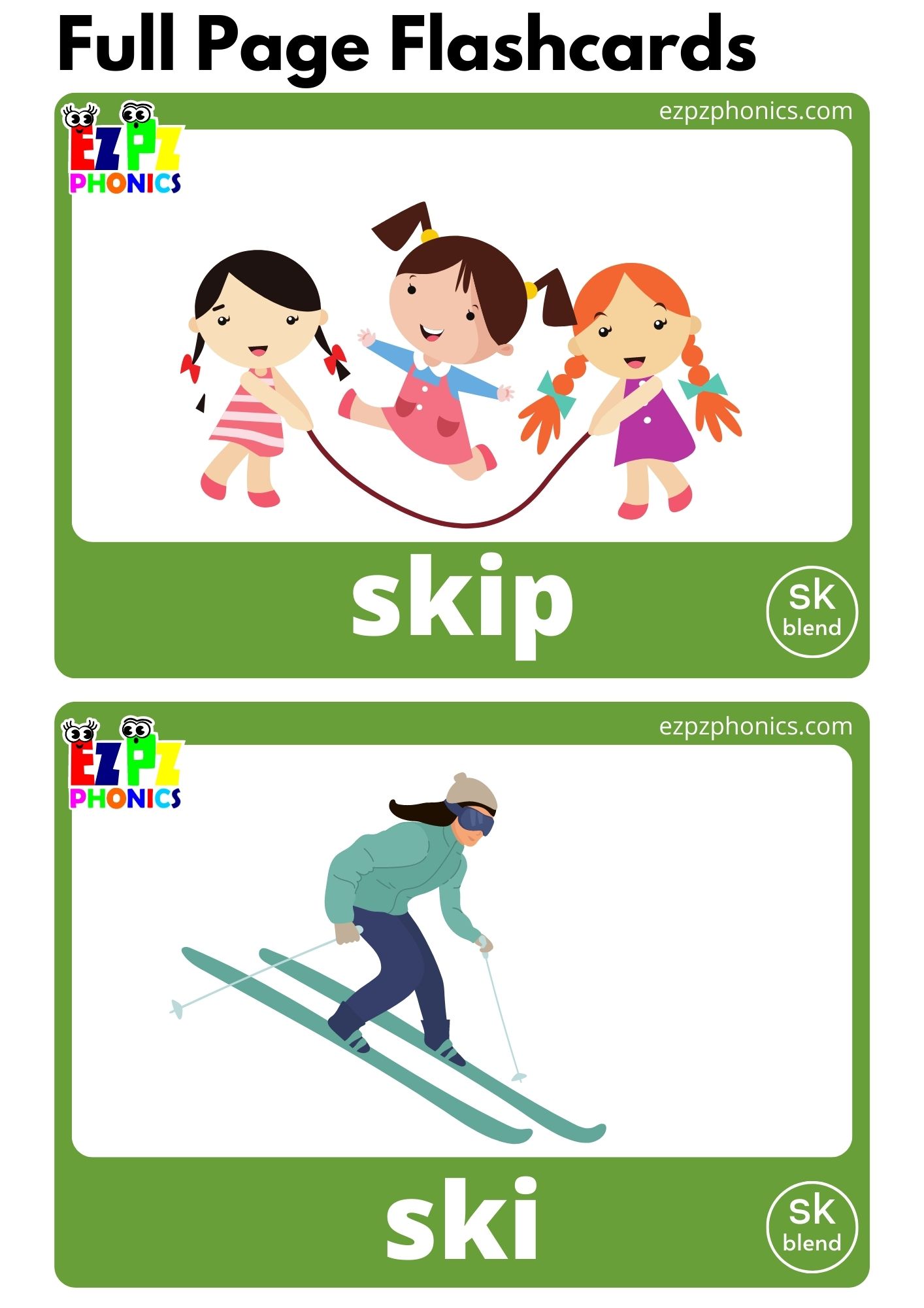 SK Blends Phonics Flashcards with Images and Words Download Free ...
