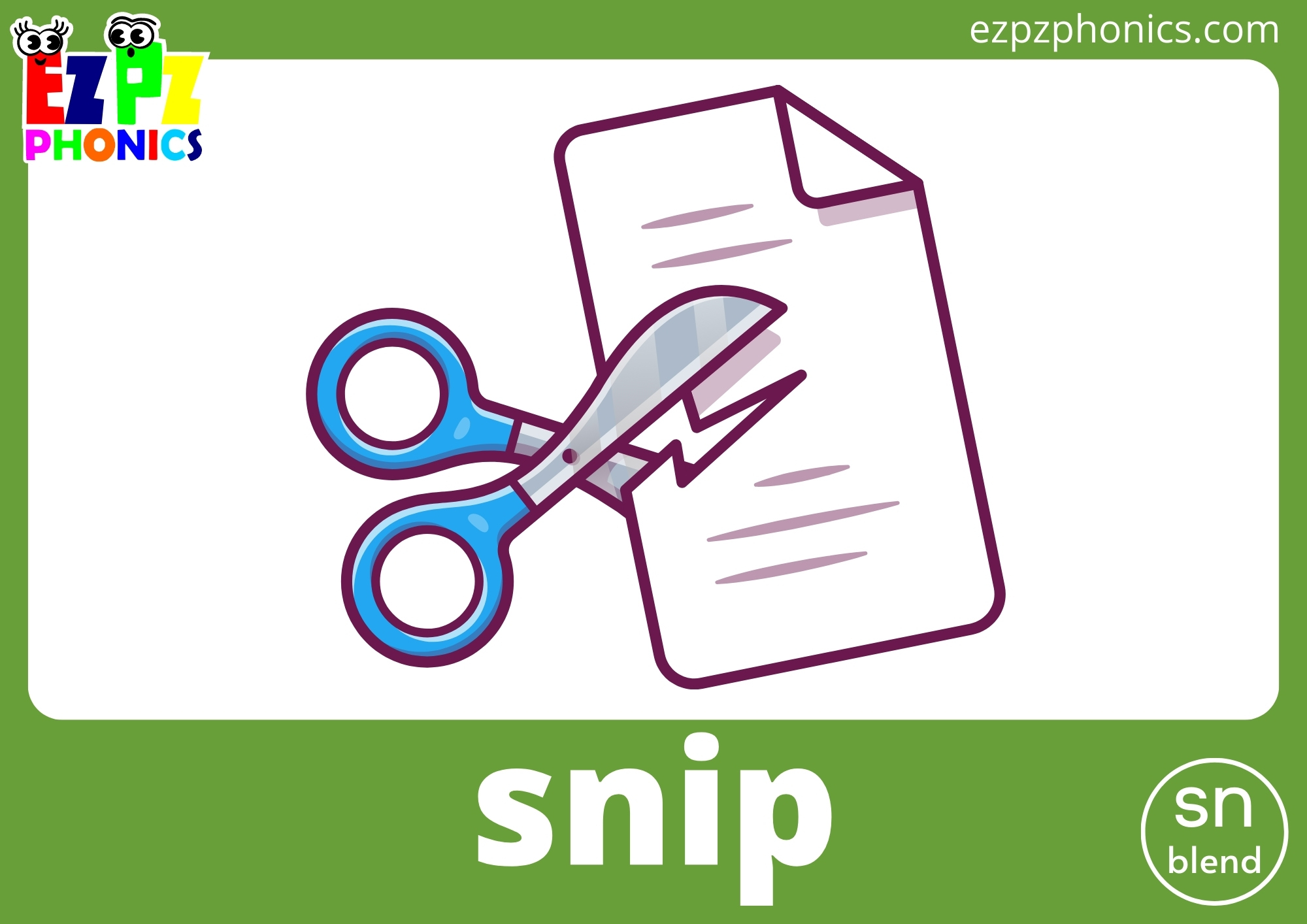 SN Blends Phonics Flashcards with Images and Words Download Free ...