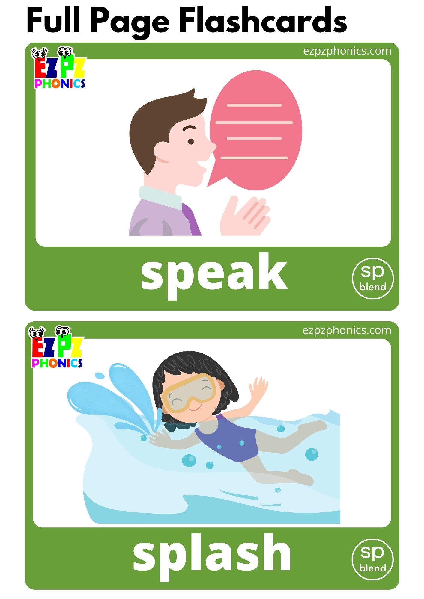 SP Blends Phonics Flashcards with Images and Words Download Free ...