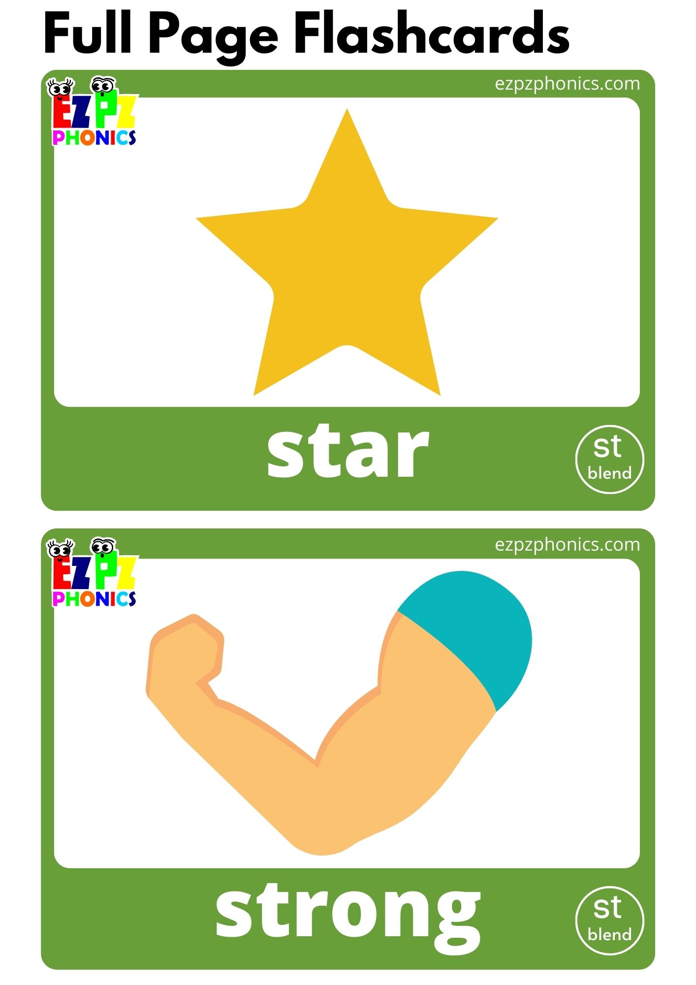 ST Blend Phonics Flashcards - ezpzphonics.com
