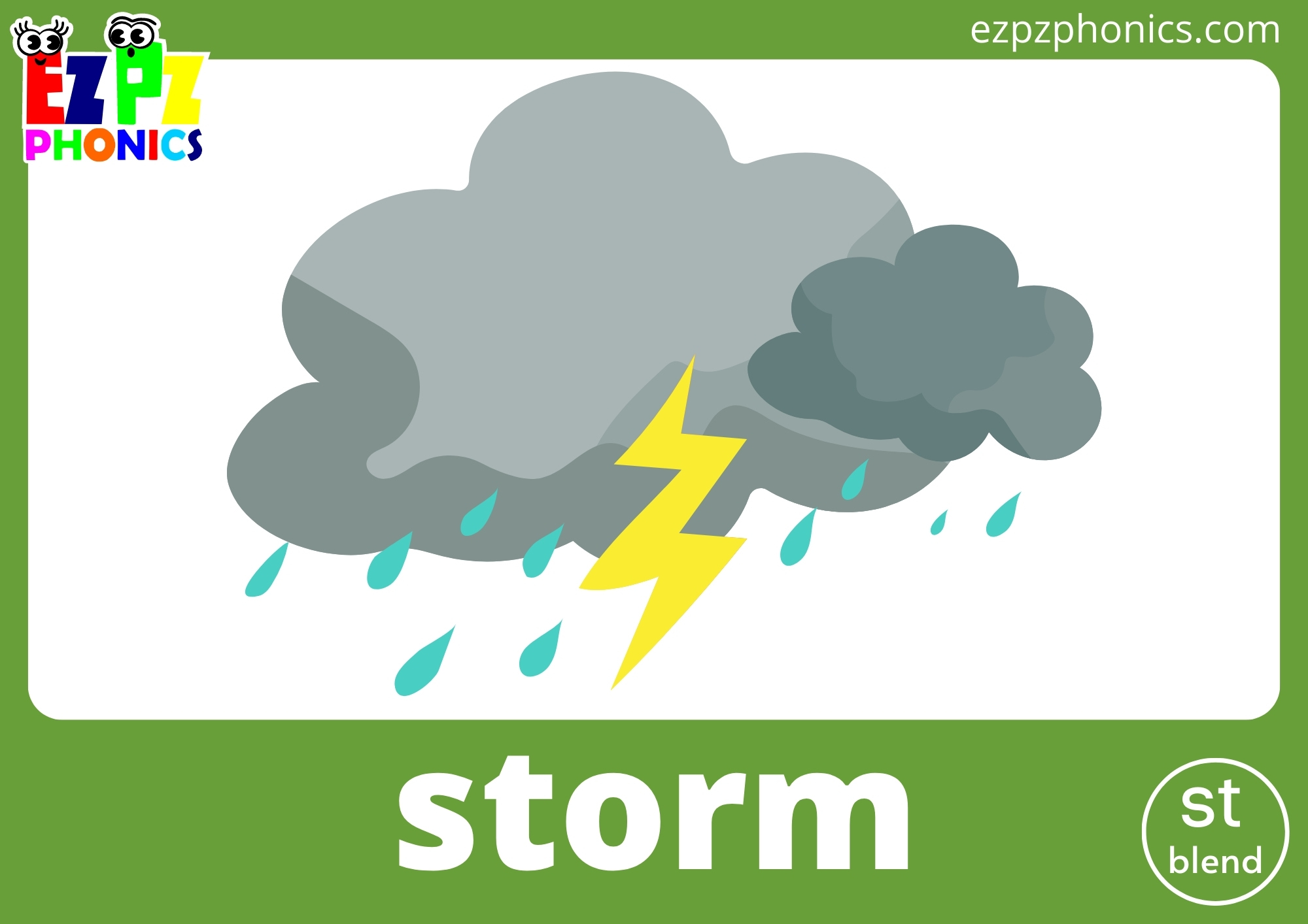 ST Blend Phonics Flashcards - ezpzphonics.com