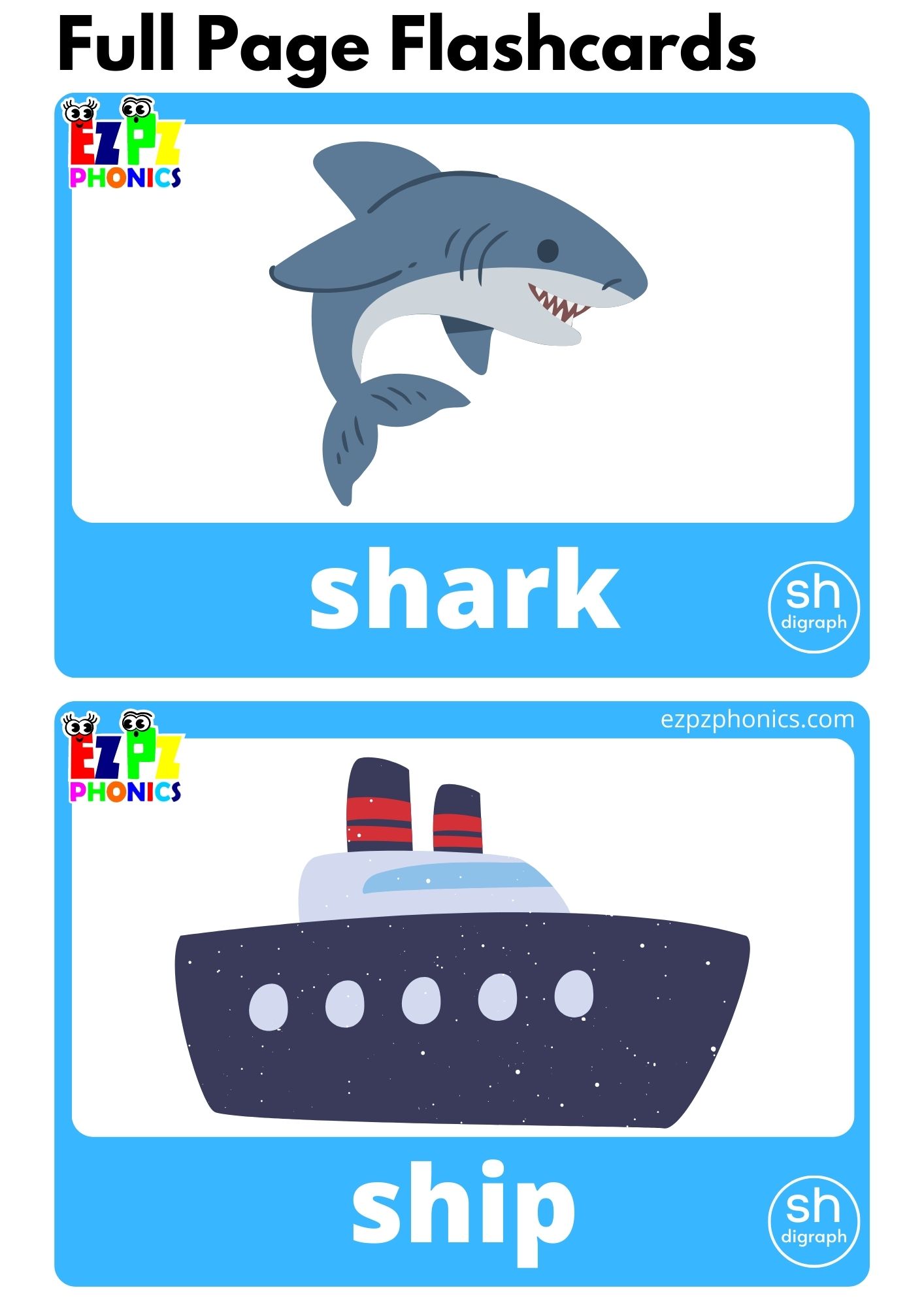 sh Digraph Flashcards - ezpzphonics.com