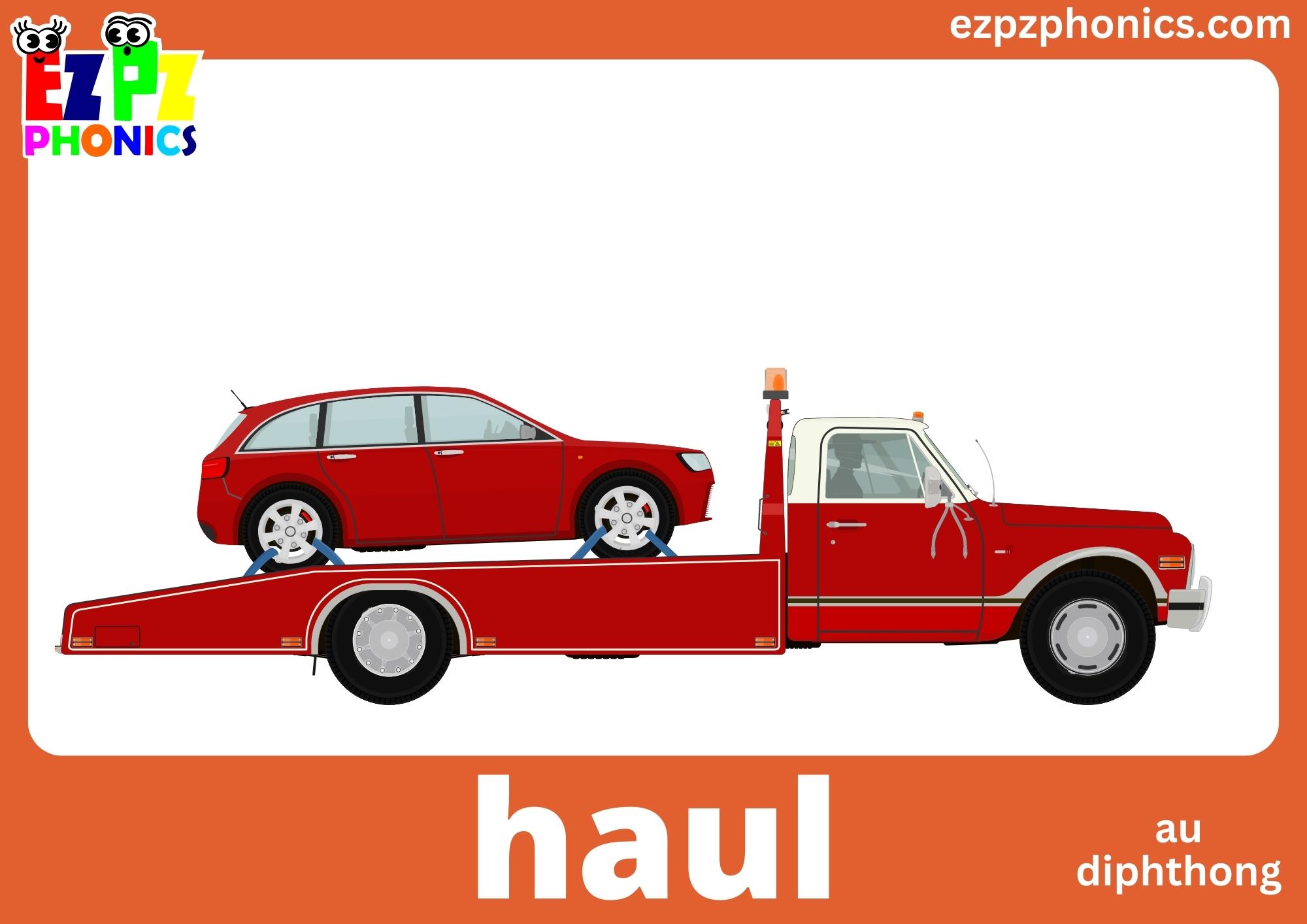 AU Diphthong Words Phonics Flashcards with Images and Words Free ...