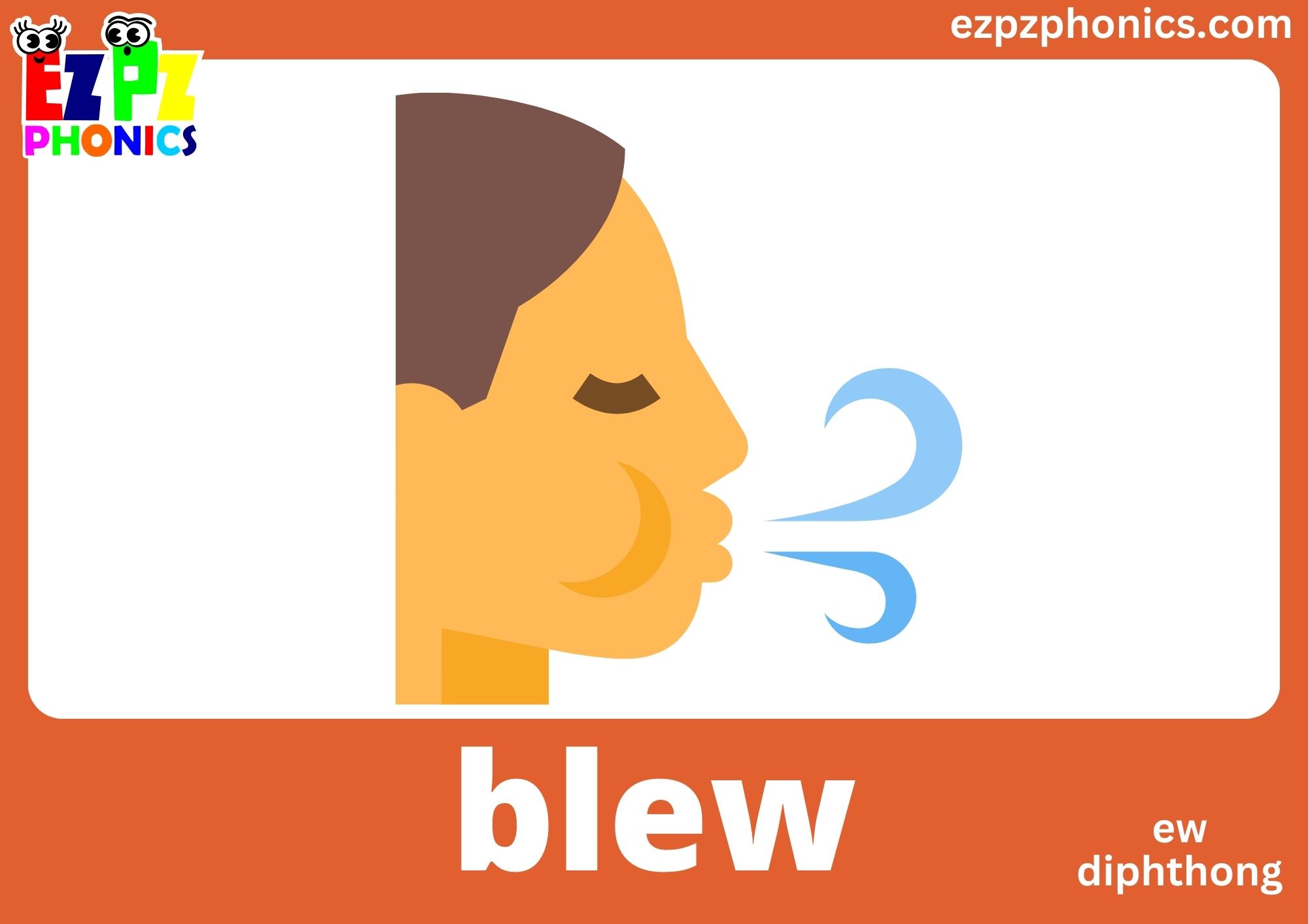 EW Diphthong Words Phonics Flashcards with Images and Words Free ...