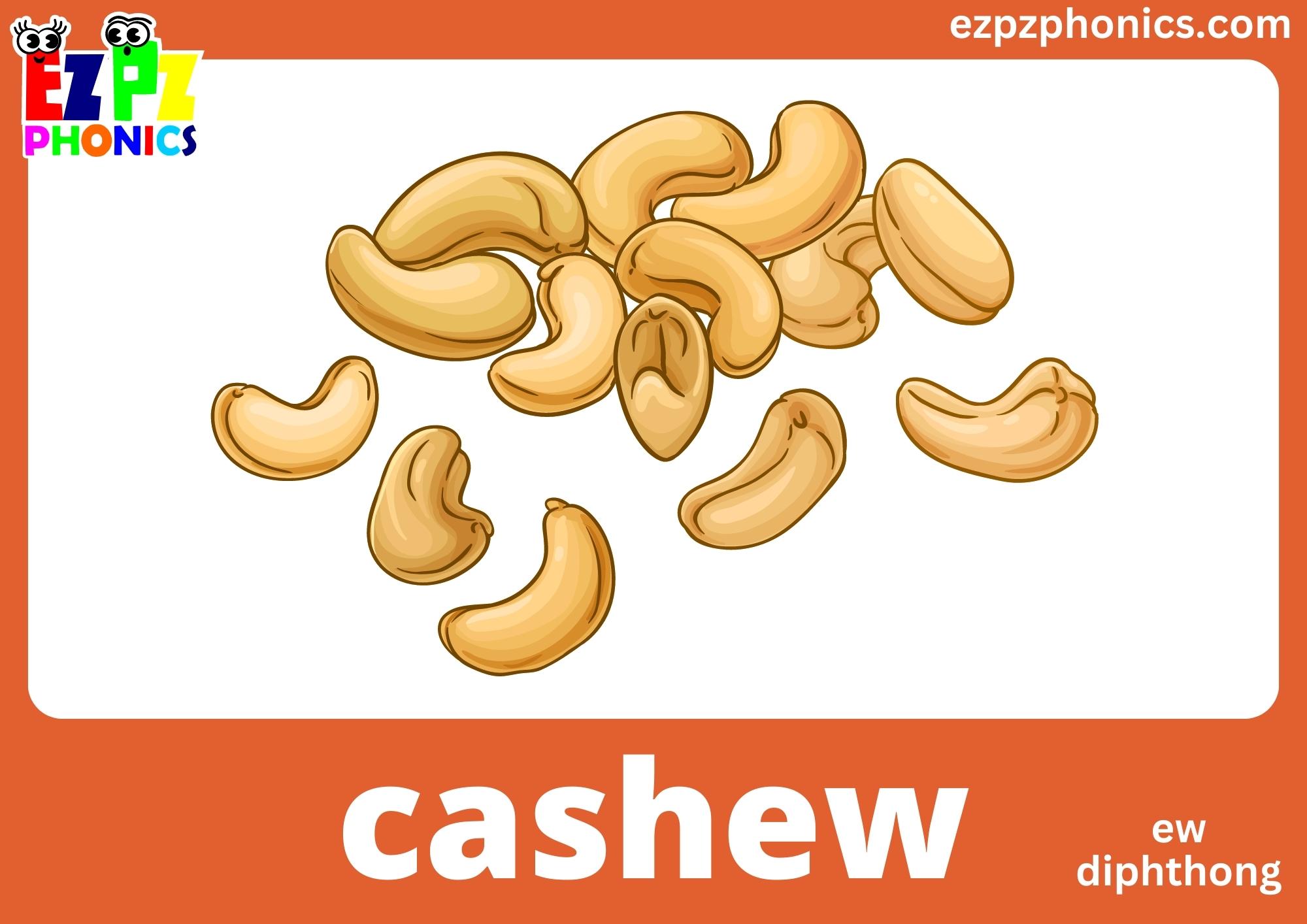 EW Diphthong Words Phonics Flashcards with Images and Words Free ...