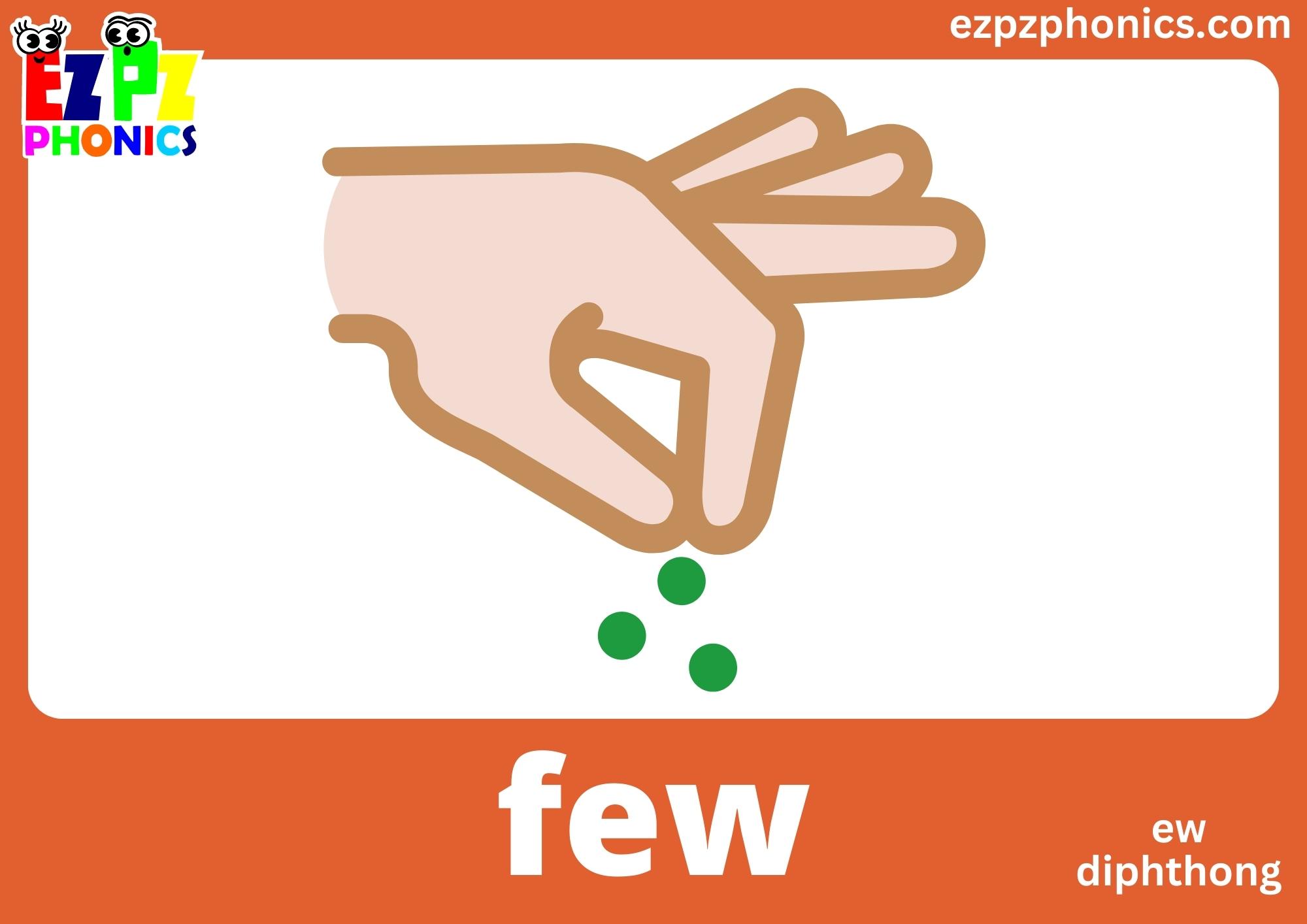 EW Diphthong Words Phonics Flashcards with Images and Words Free ...