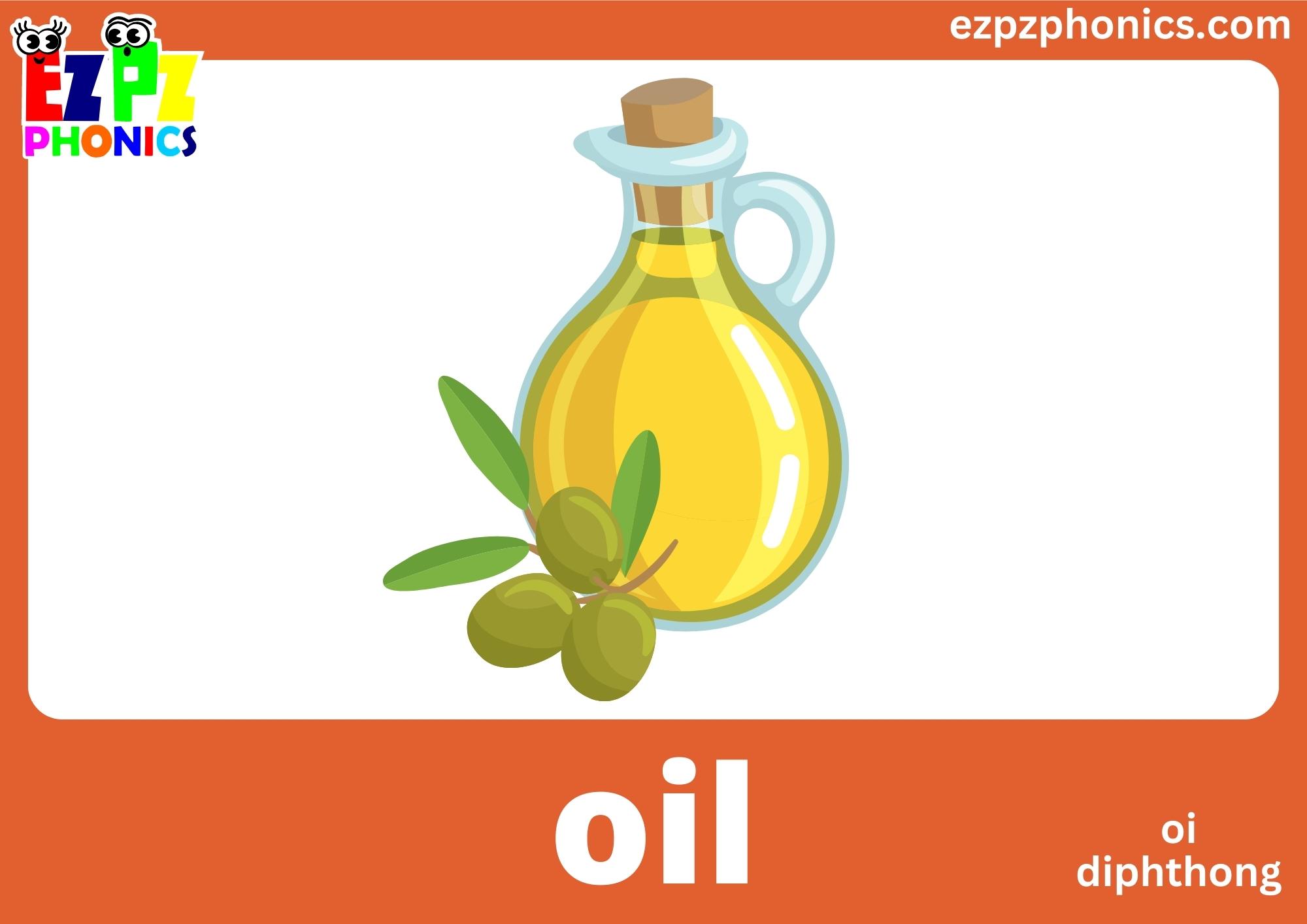 OI Diphthong Words Phonics Flashcards with Images and Words Free ...