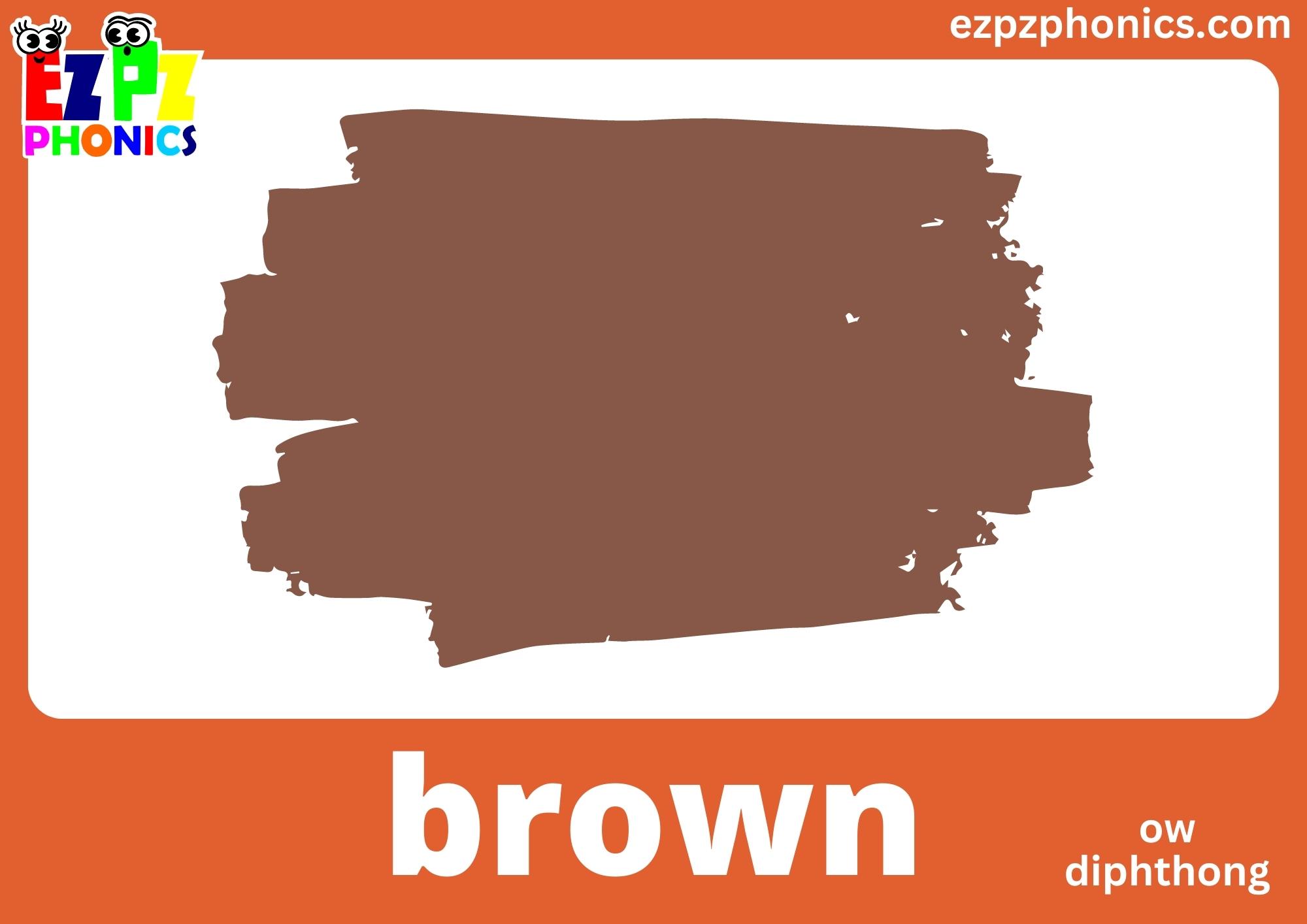 OW Diphthong Words Phonics Flashcards with Images and Words Free ...