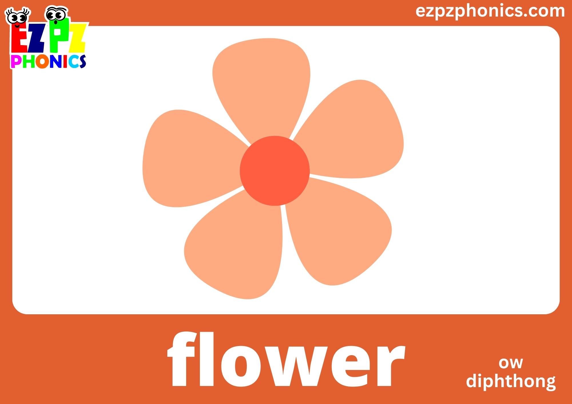 OW Diphthong Words Phonics Flashcards with Images and Words Free ...