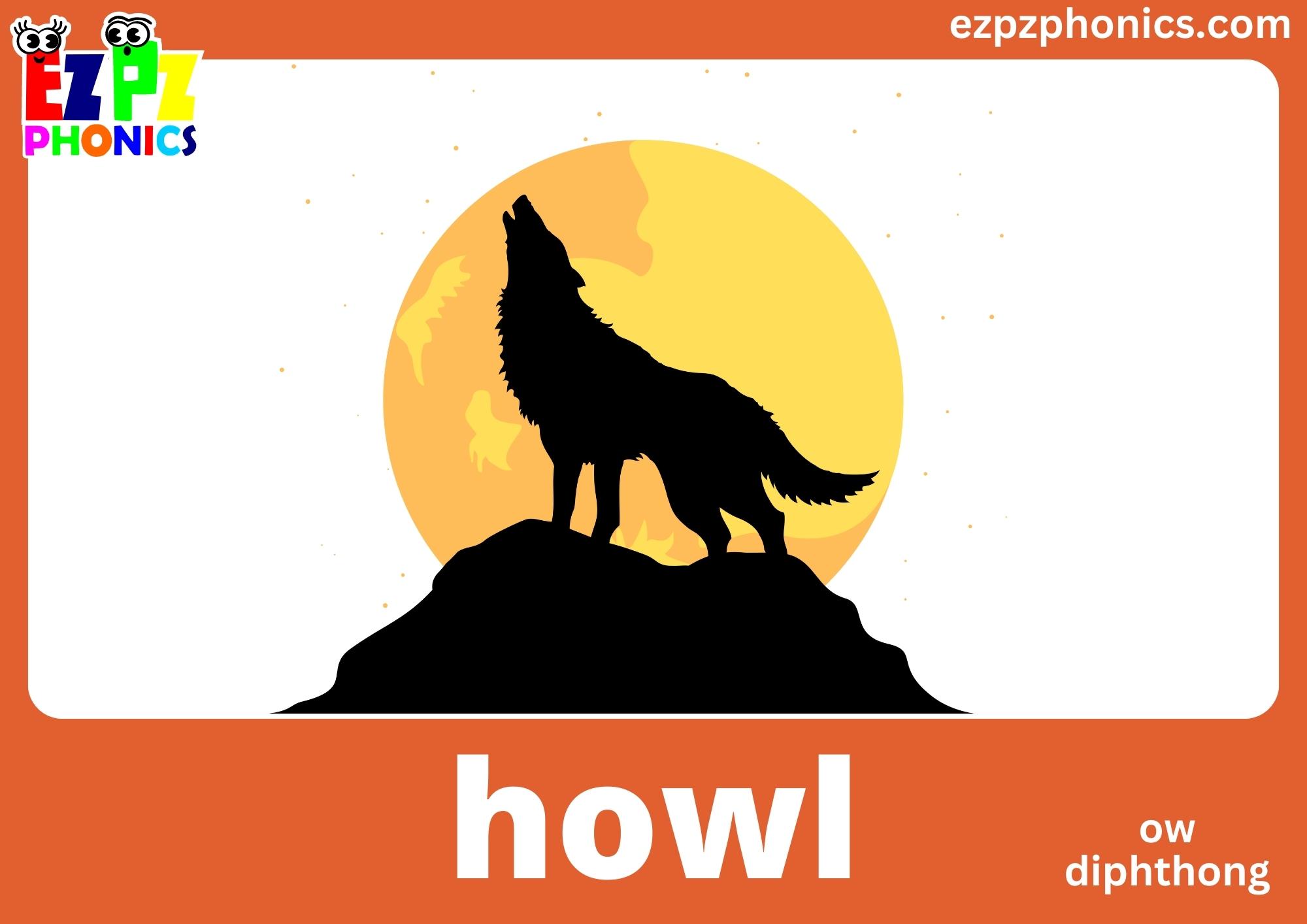 OW Diphthong Words Phonics Flashcards with Images and Words Free ...