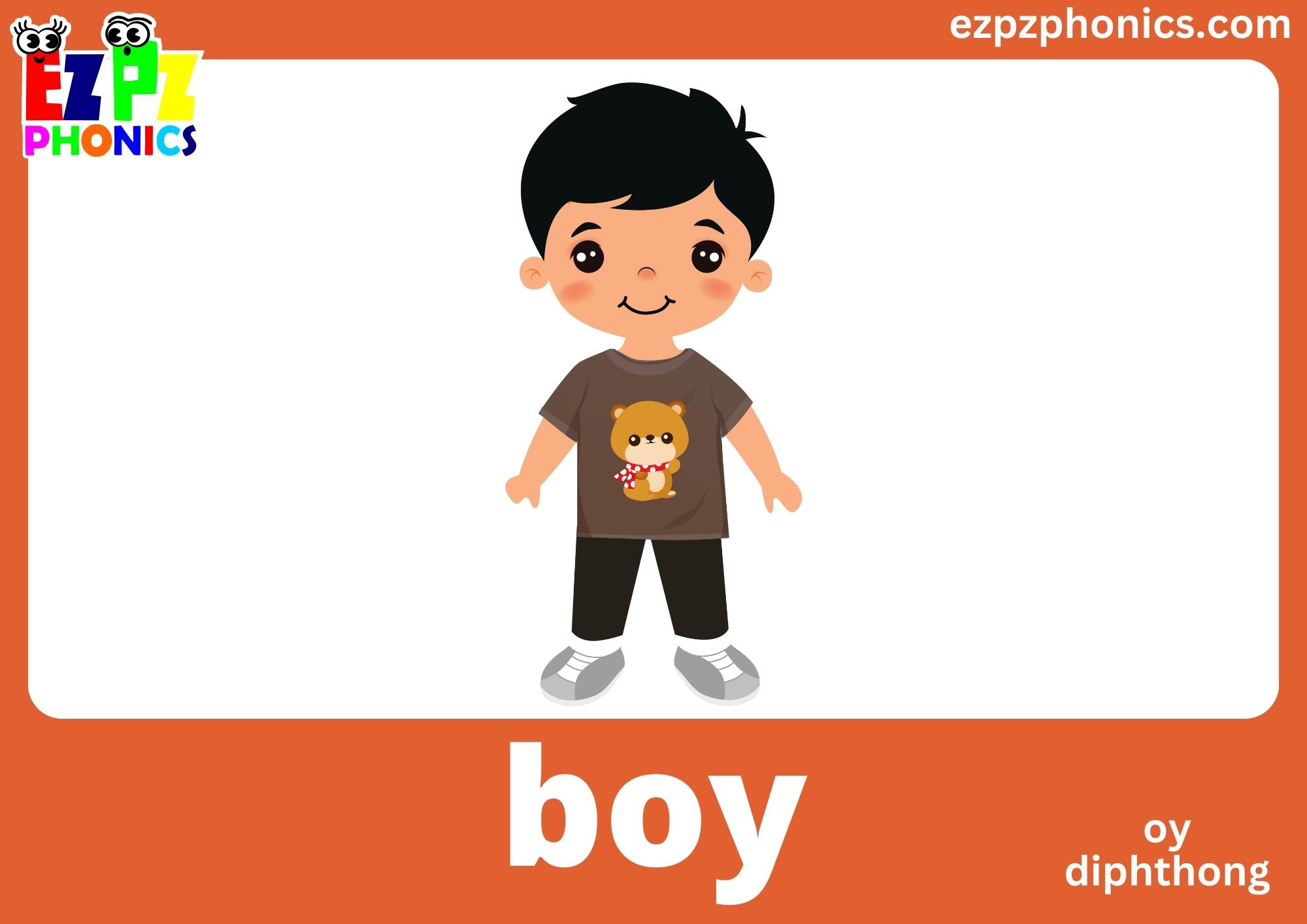 OY Diphthong Words Phonics Flashcards with Images and Words Free ...
