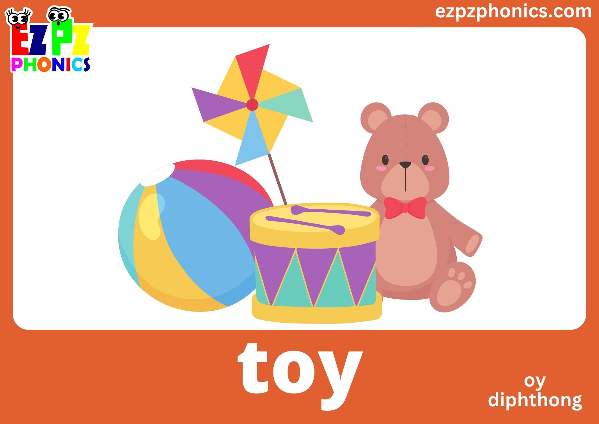 OY Diphthong Words Phonics Flashcards with Images and Words Free ...