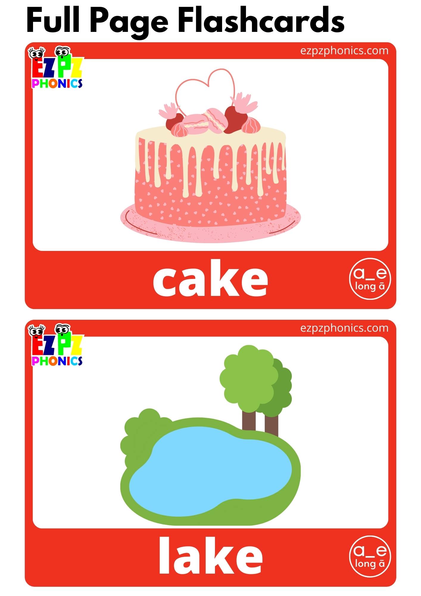 a_e Long A Vowel Words Flashcards - ezpzphonics.com
