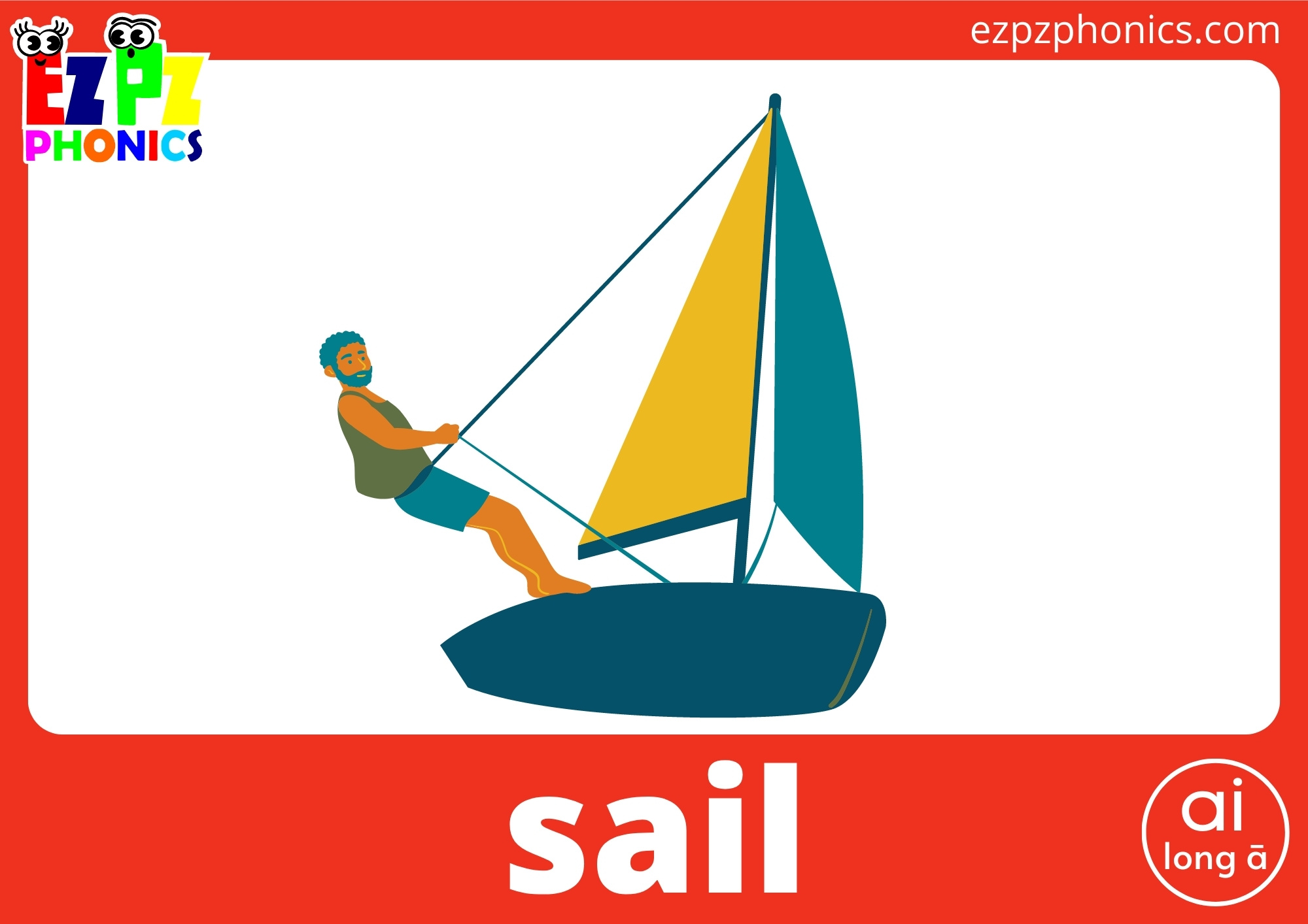 ai Words Long A Vowel Phonics Flashcards - ezpzphonics.com