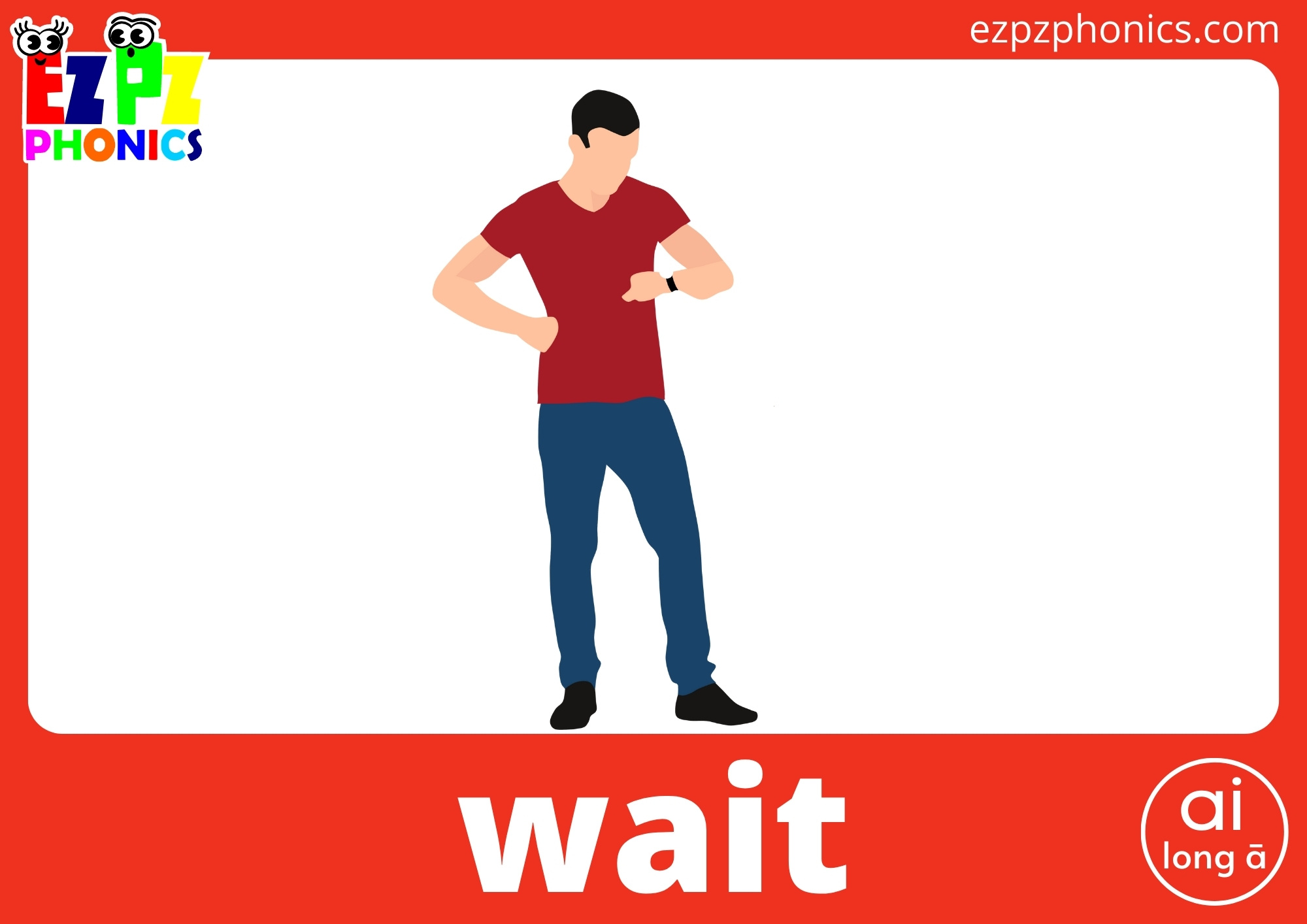 ai Words Long A Vowel Phonics Flashcards - ezpzphonics.com