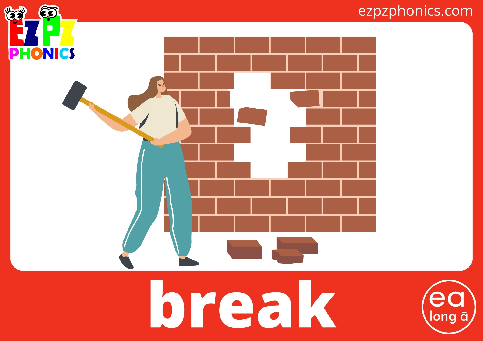 ea Words Long A Vowel Sounds Flashcards with Words and Free PDF ...