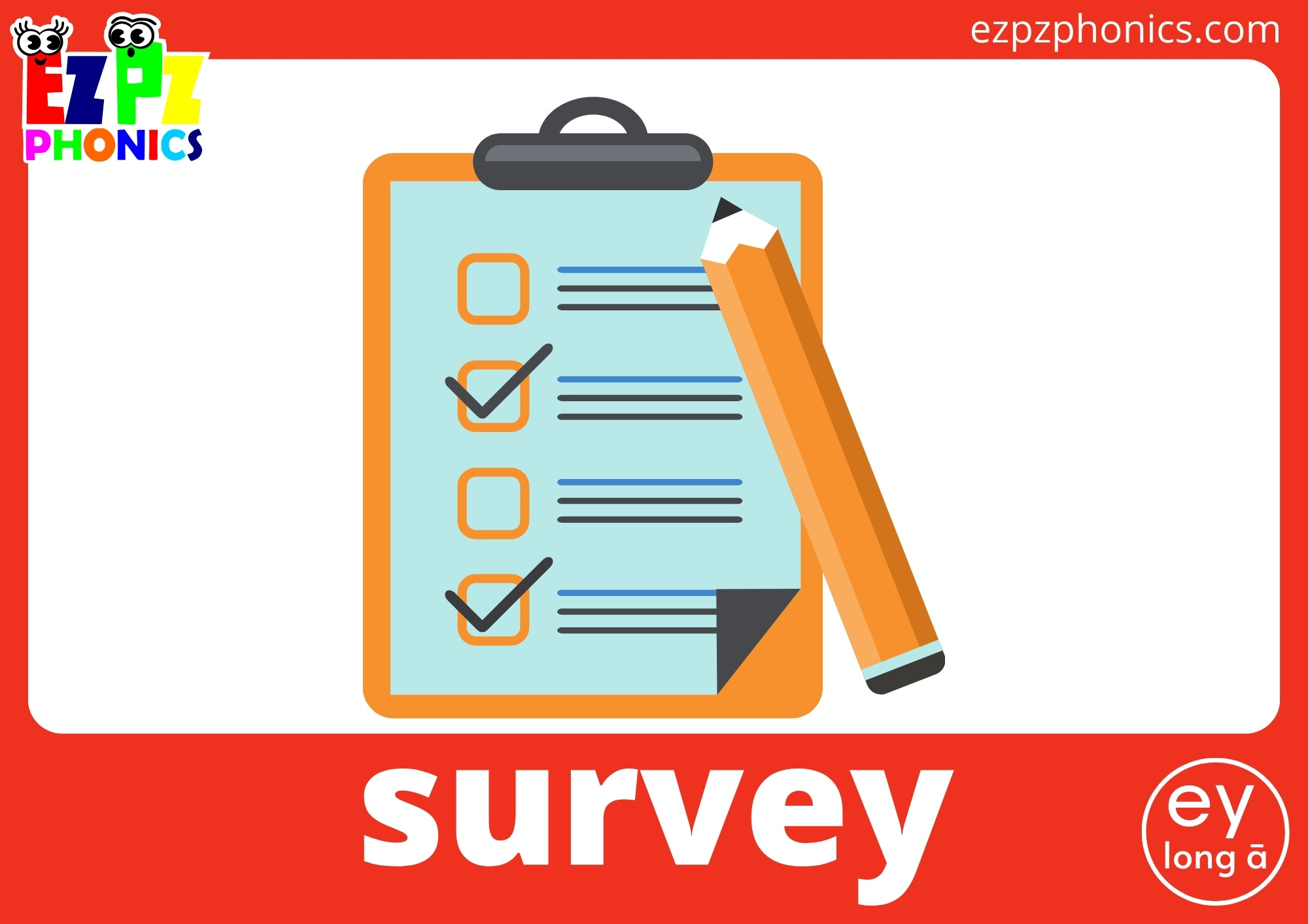 ey Words Long A Vowel Phonics Flashcards - ezpzphonics.com