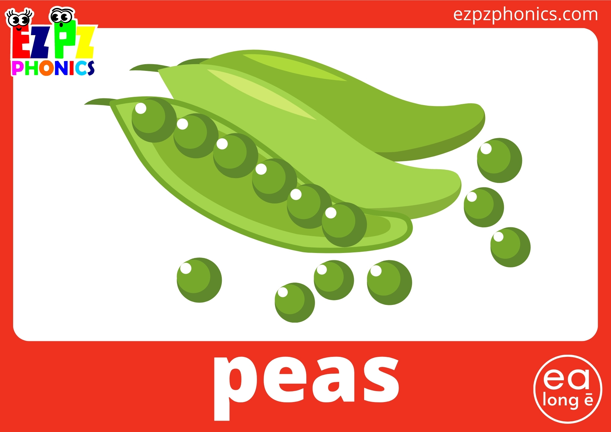 ea Words Long E Vowel Phonics Flashcards - ezpzphonics.com