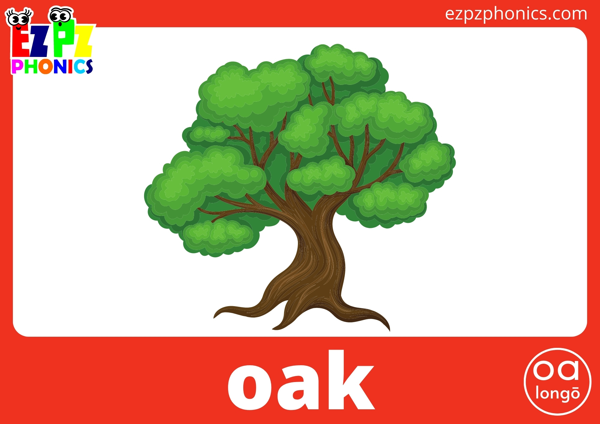 oa Words Long O Vowel Sounds Flashcards with Images and Words Free ...