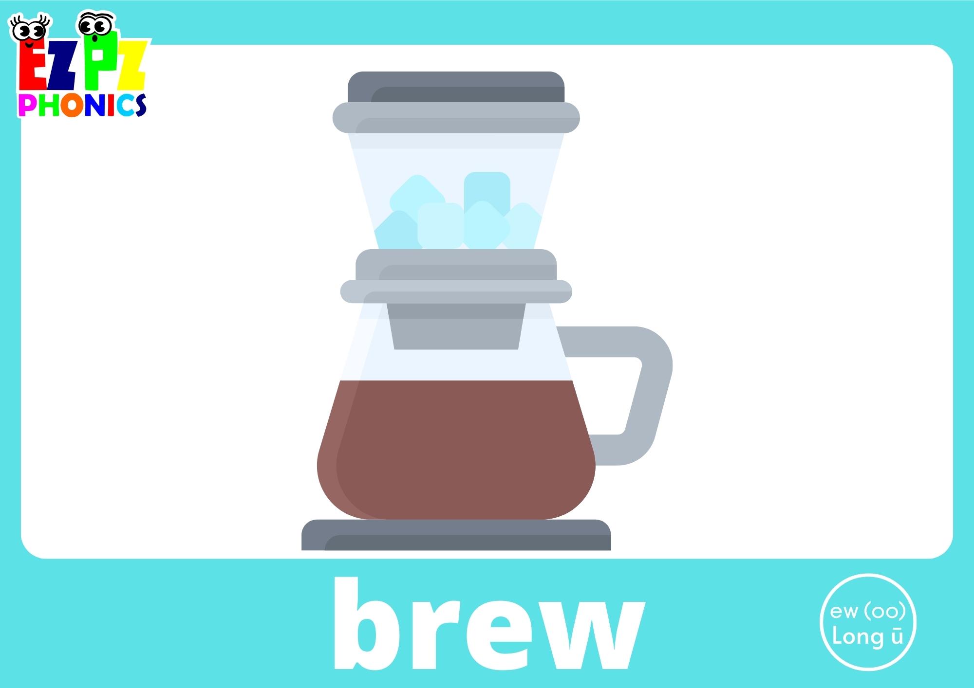 EW Words Long U (oo) Vowel Sound Flashcards with Images and Words ...