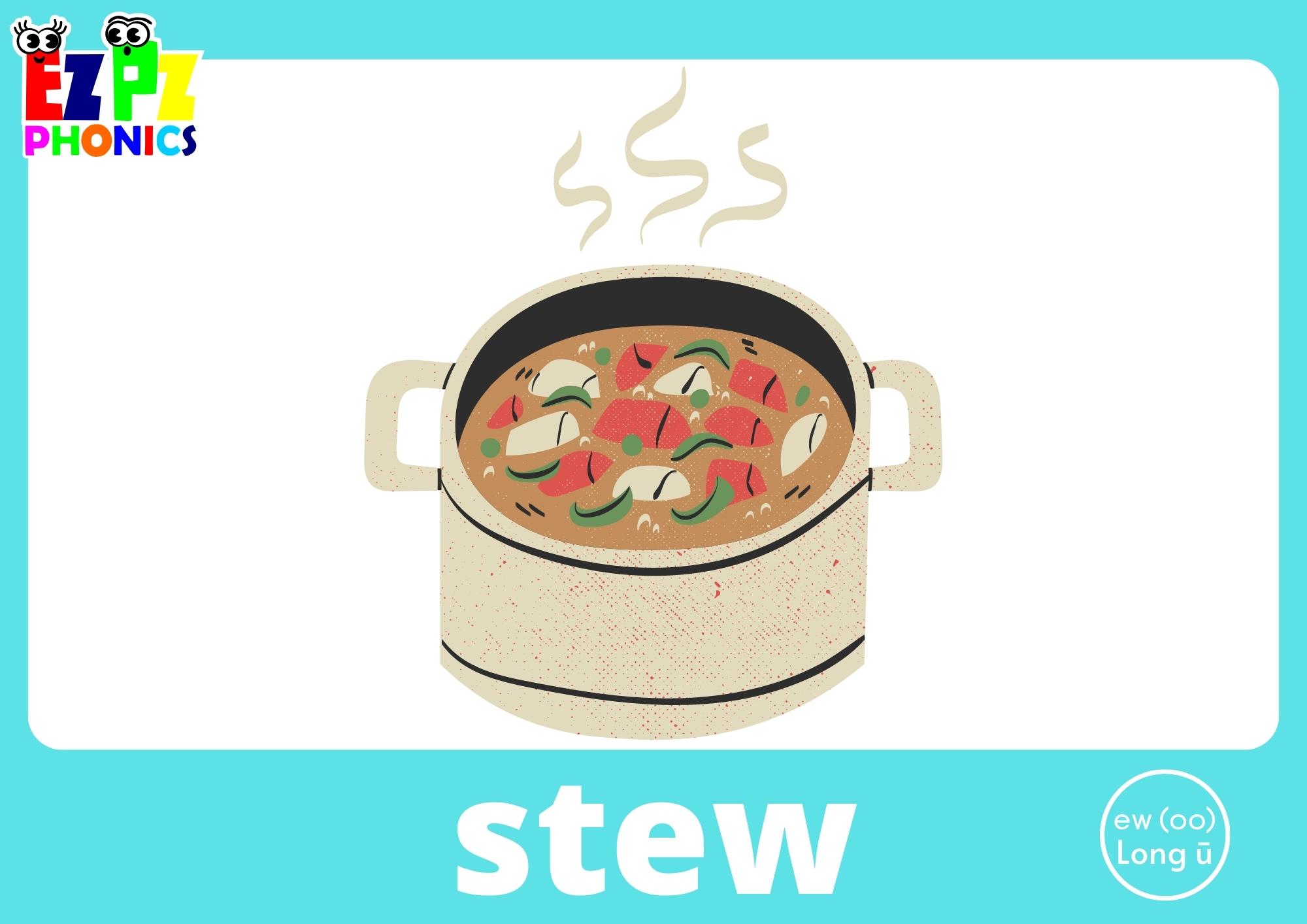 EW Words Long U (oo) Vowel Sound Flashcards with Images and Words ...