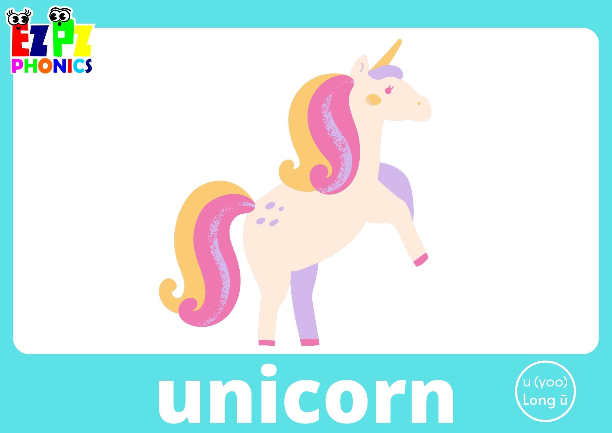 U Words Long U (yoo) Vowel Sound Flashcards with Images and Words ...