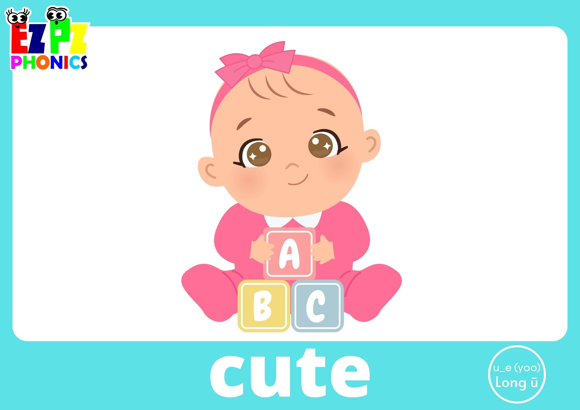 u_e Words Long U (yoo) Vowel Sound Flashcards with Images and Words ...