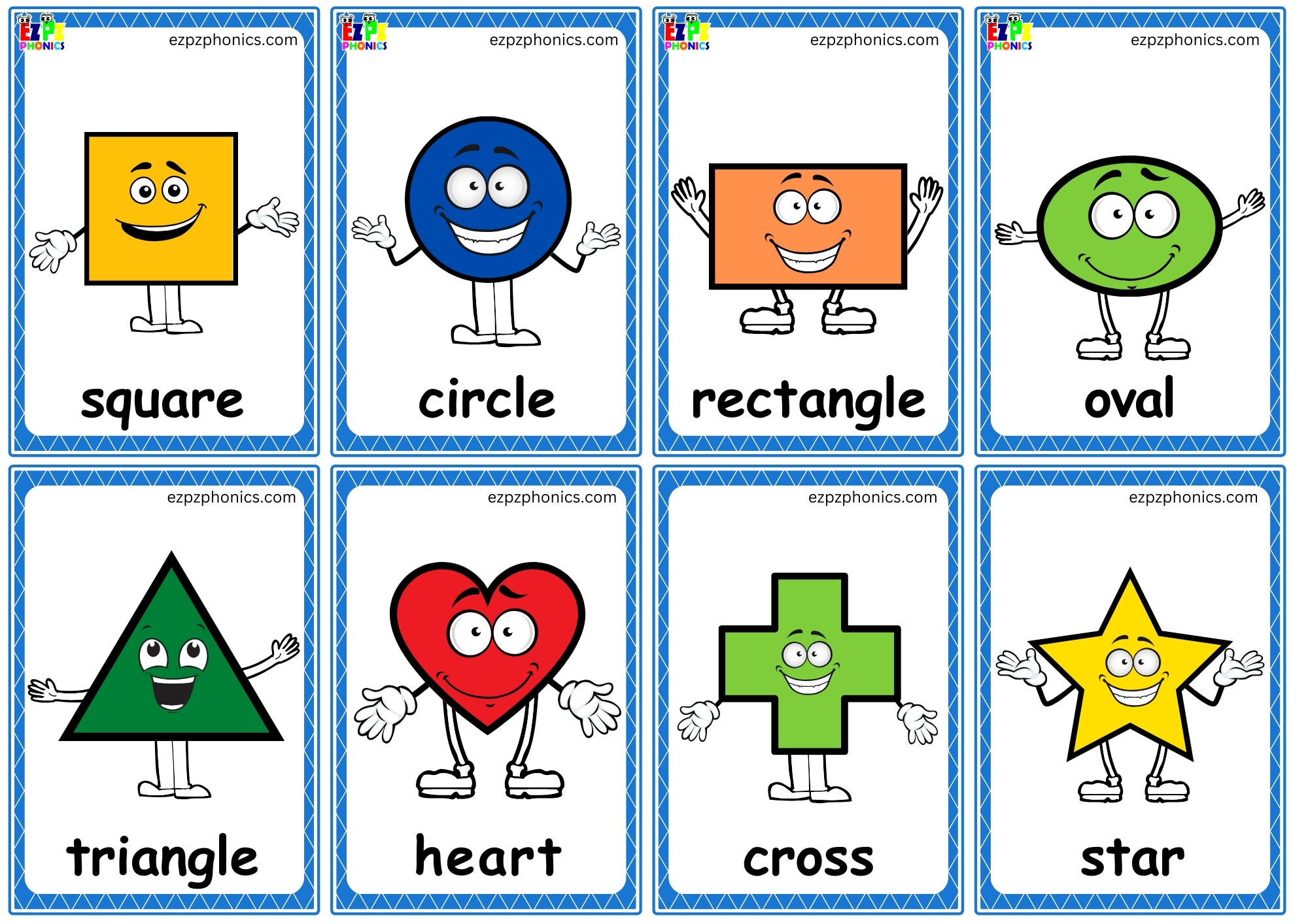 Shapes Mini Cards for Kids. - ezpzphonics.com