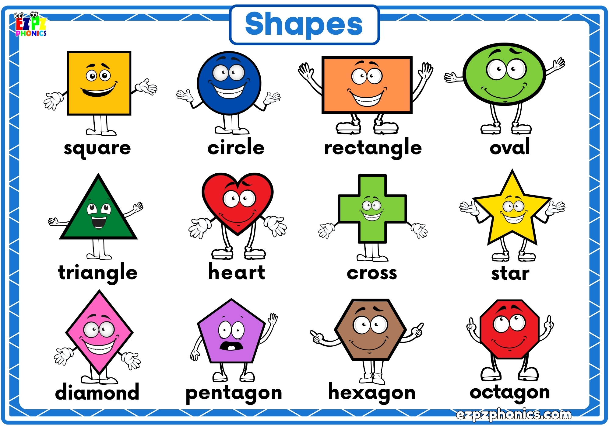 Shapes First Words for kids - ezpzphonics.com