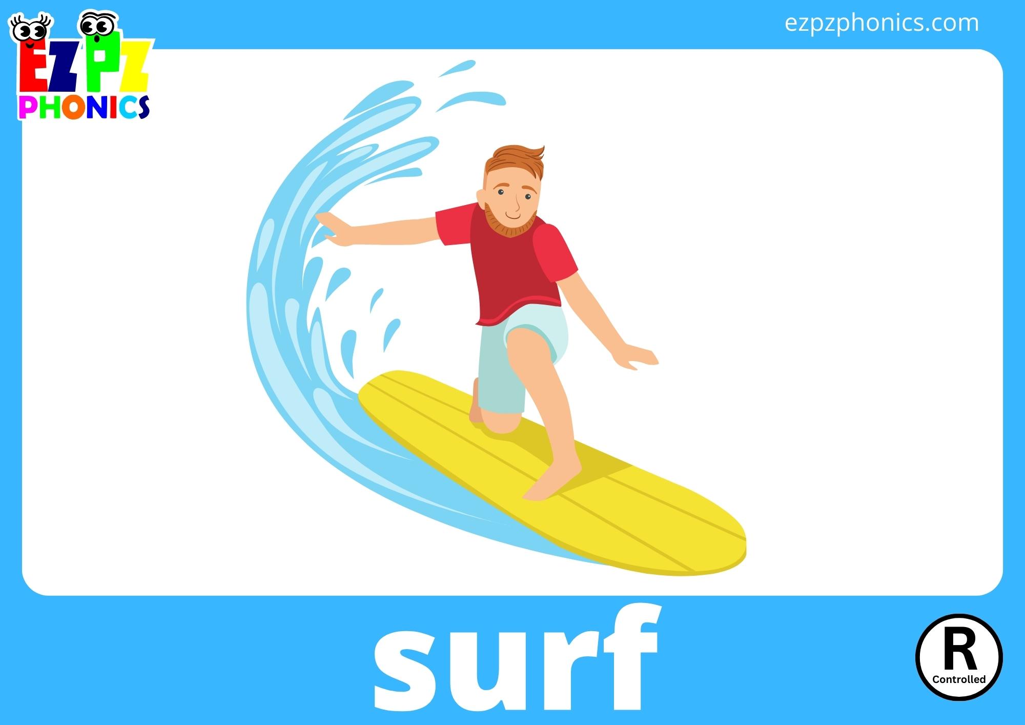 ur One Syllable R-Controlled Words Phonics Flashcards with Images and ...