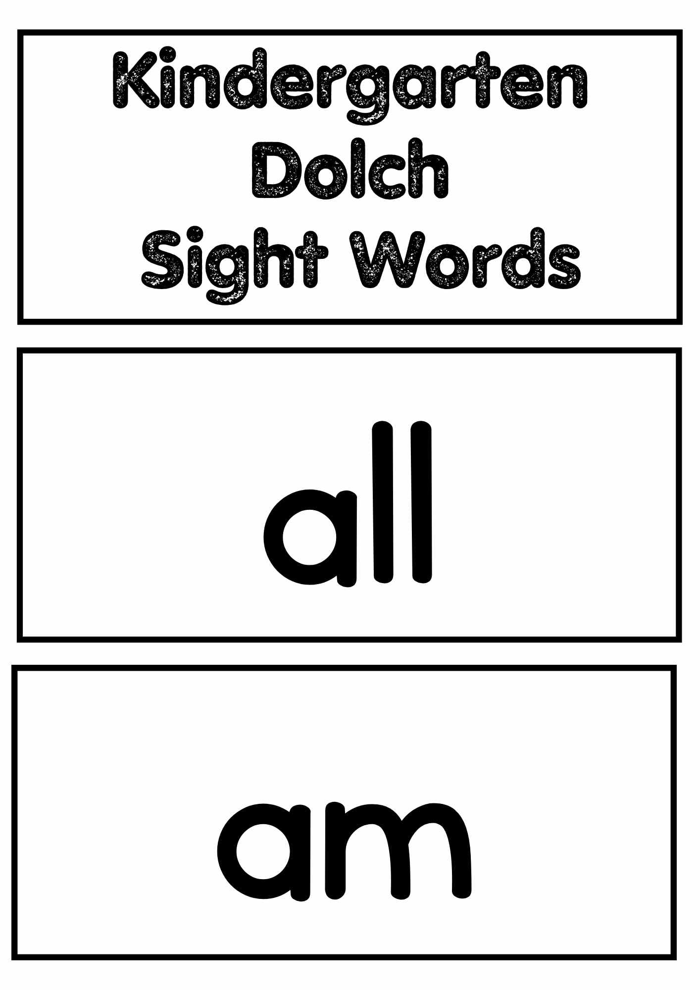 Kindergarten Dolch Sight Words Flashcards – 3 Cards per Page Printable ...
