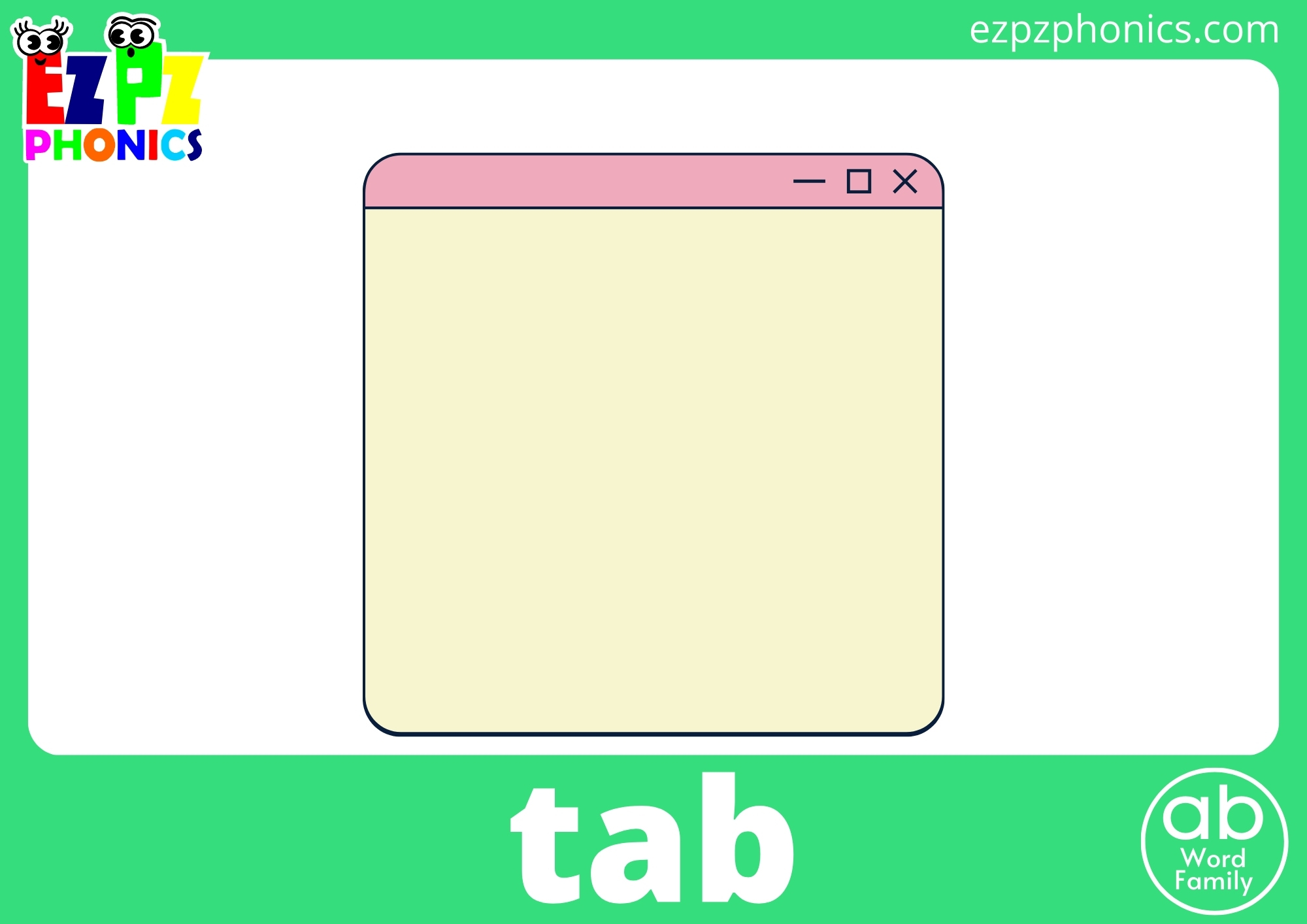 AB Word Family Full Page Flashcards With Words Free PDF Download or ...