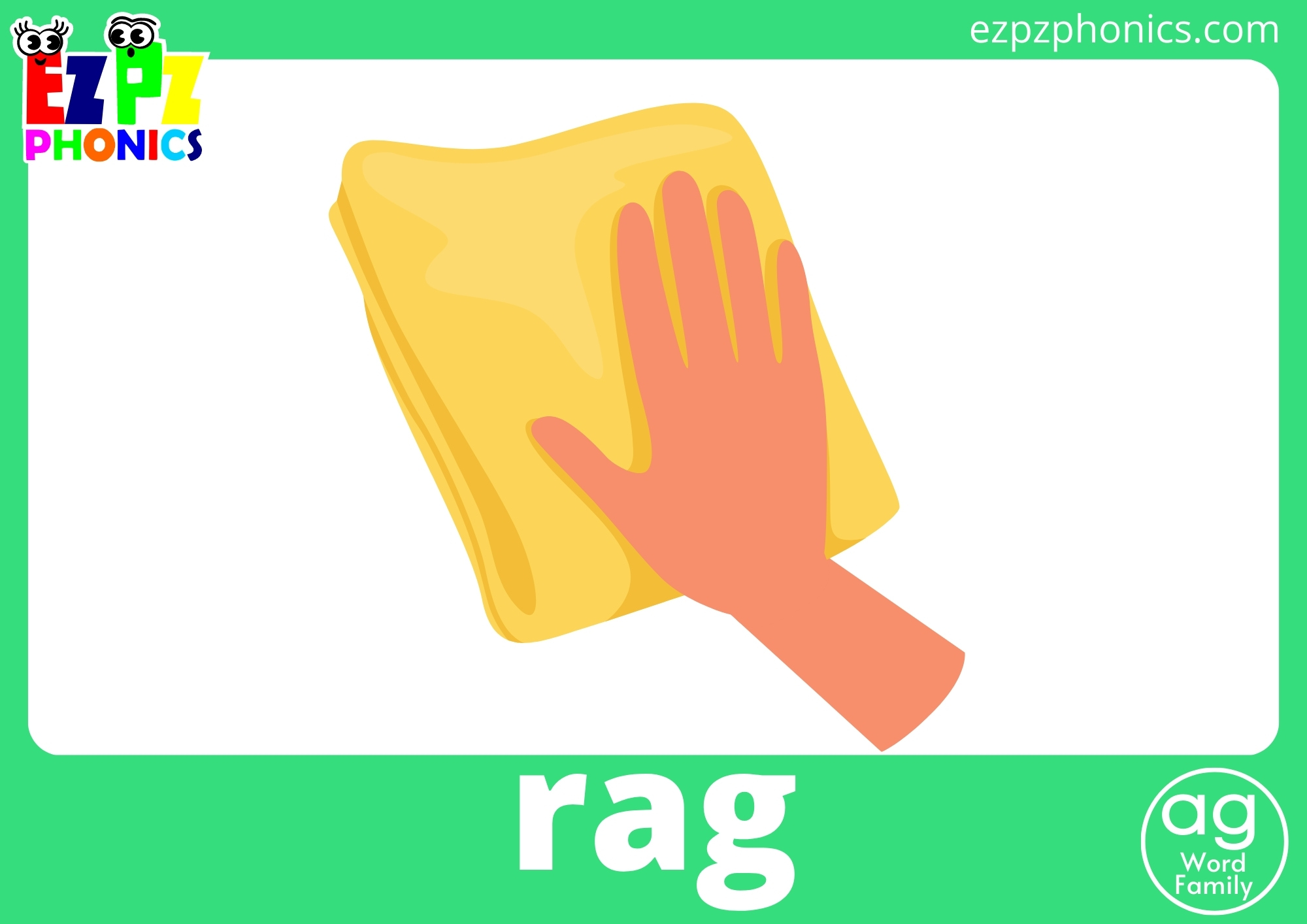 AG Word Family Full Page Flashcards With Words Free PDF Download or ...