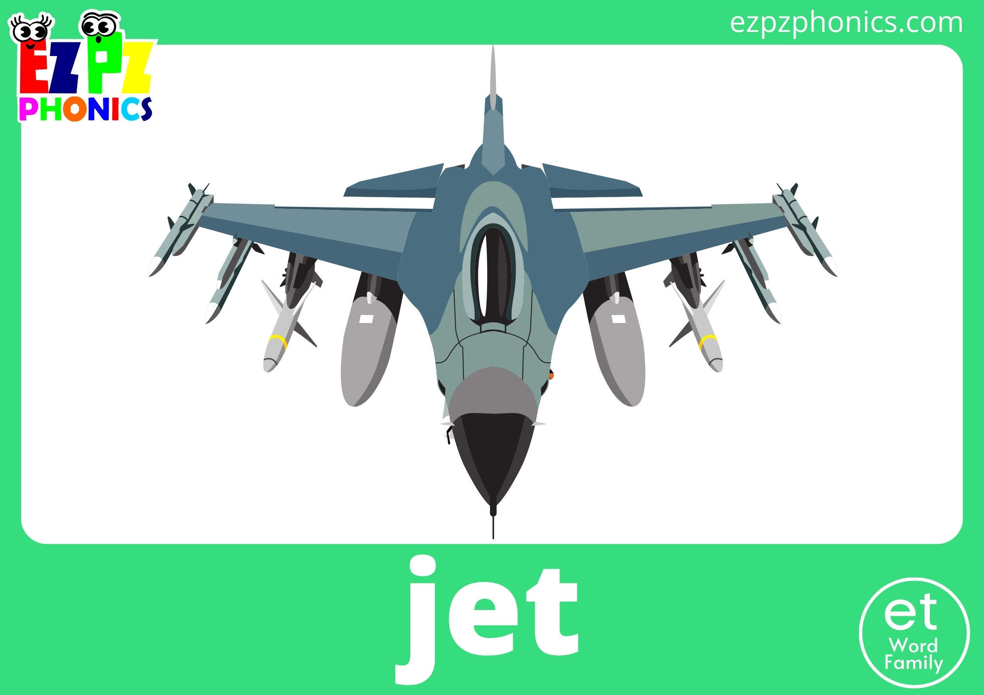 et Word Family Flashcards - ezpzphonics.com