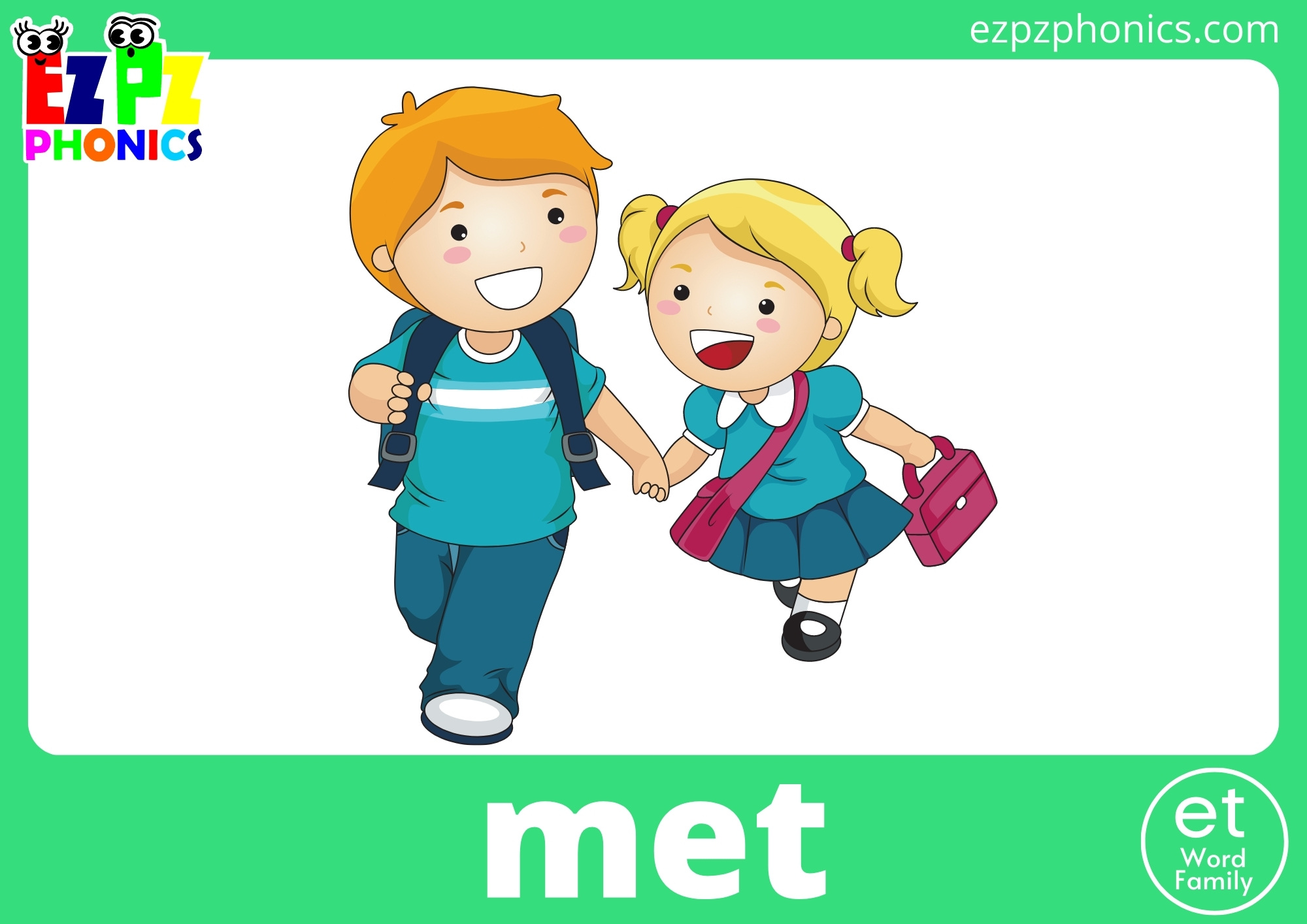 et Word Family Flashcards - ezpzphonics.com