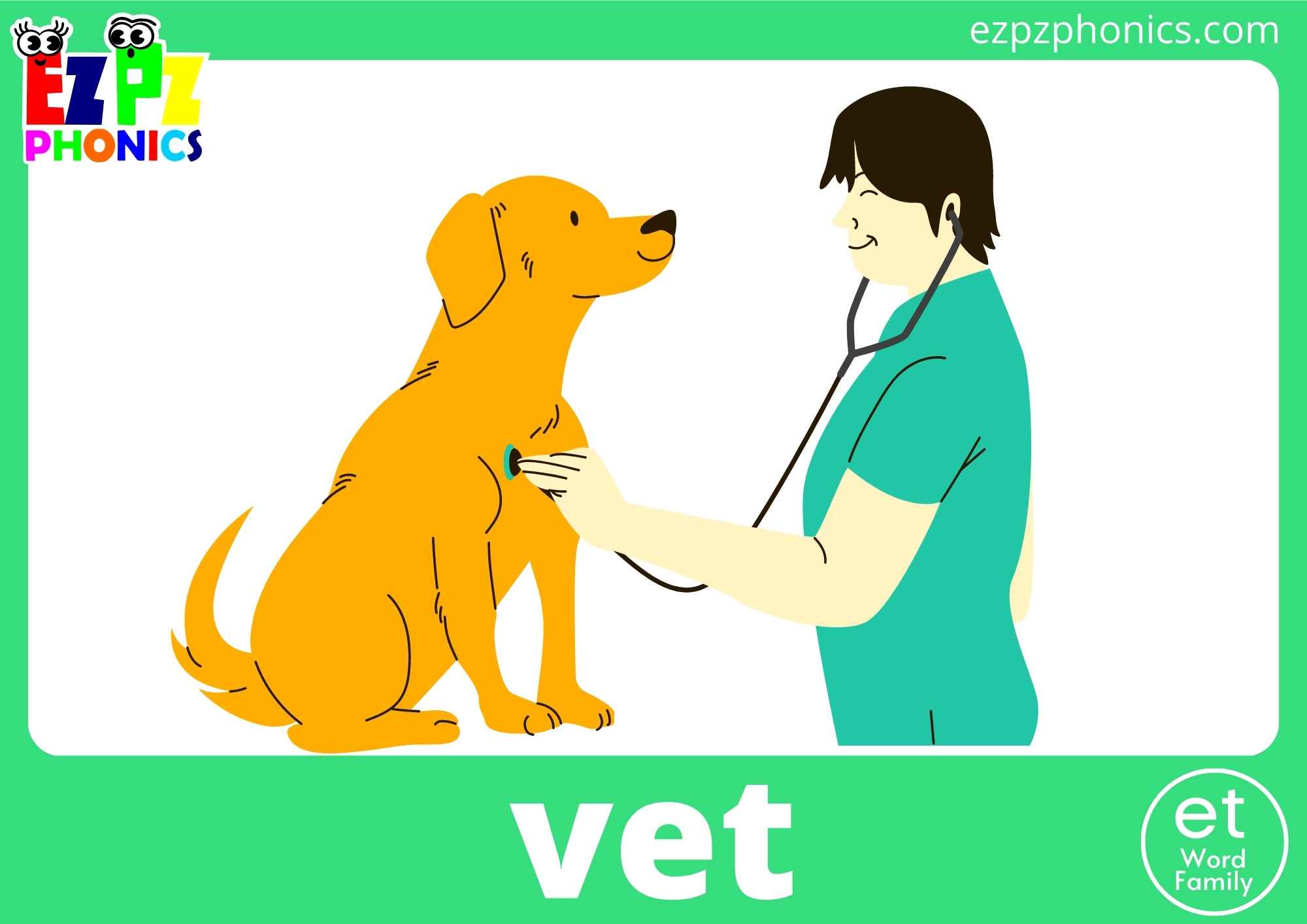 et Word Family Flashcards - ezpzphonics.com