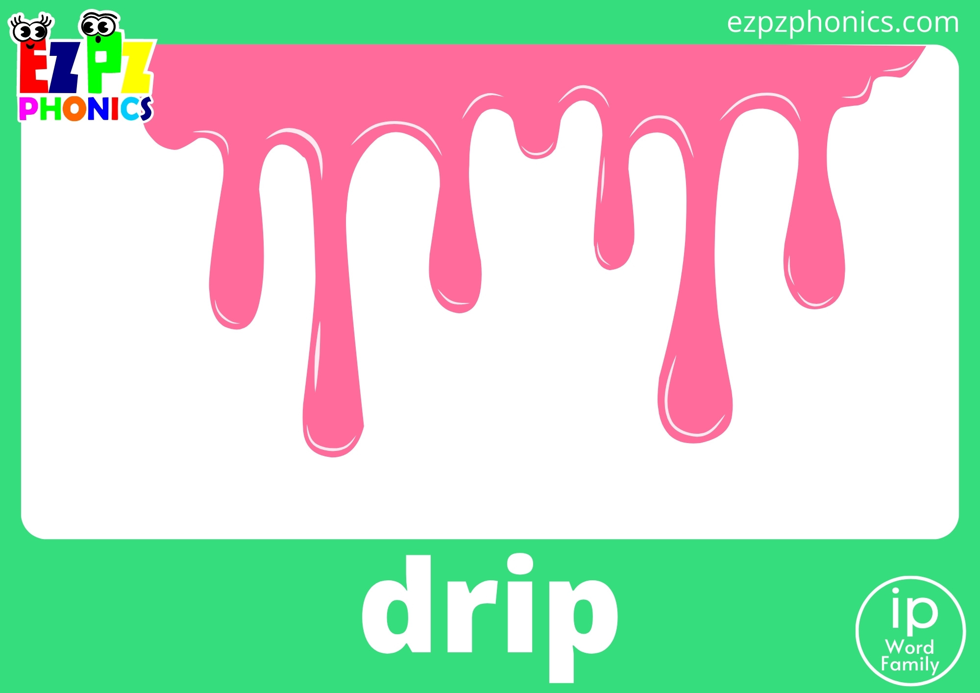 IP Word Family Full Page Flashcards With Words Free PDF Download or ...